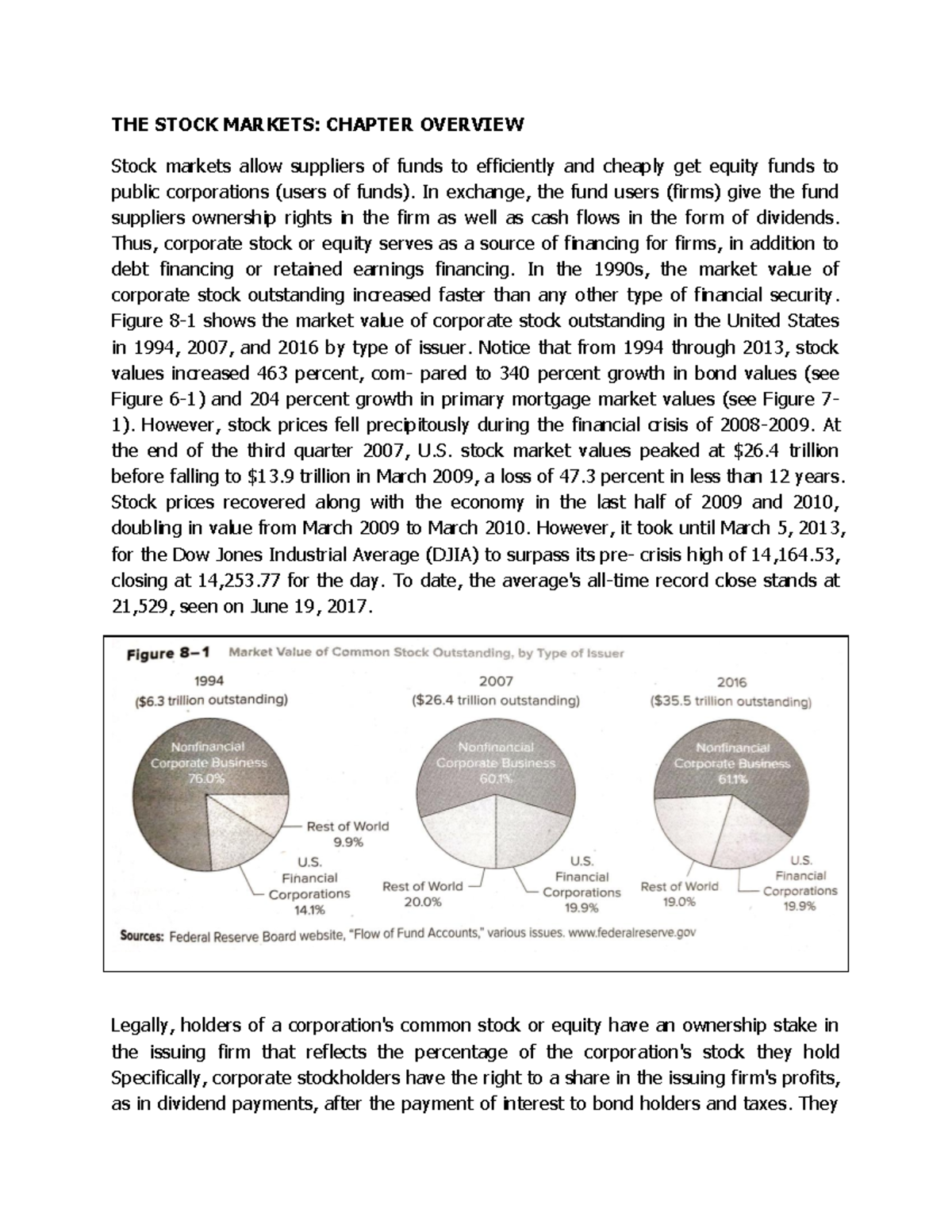 THE Stock Markets Chapter Overview - THE STOCK MARKETS: CHAPTER ...