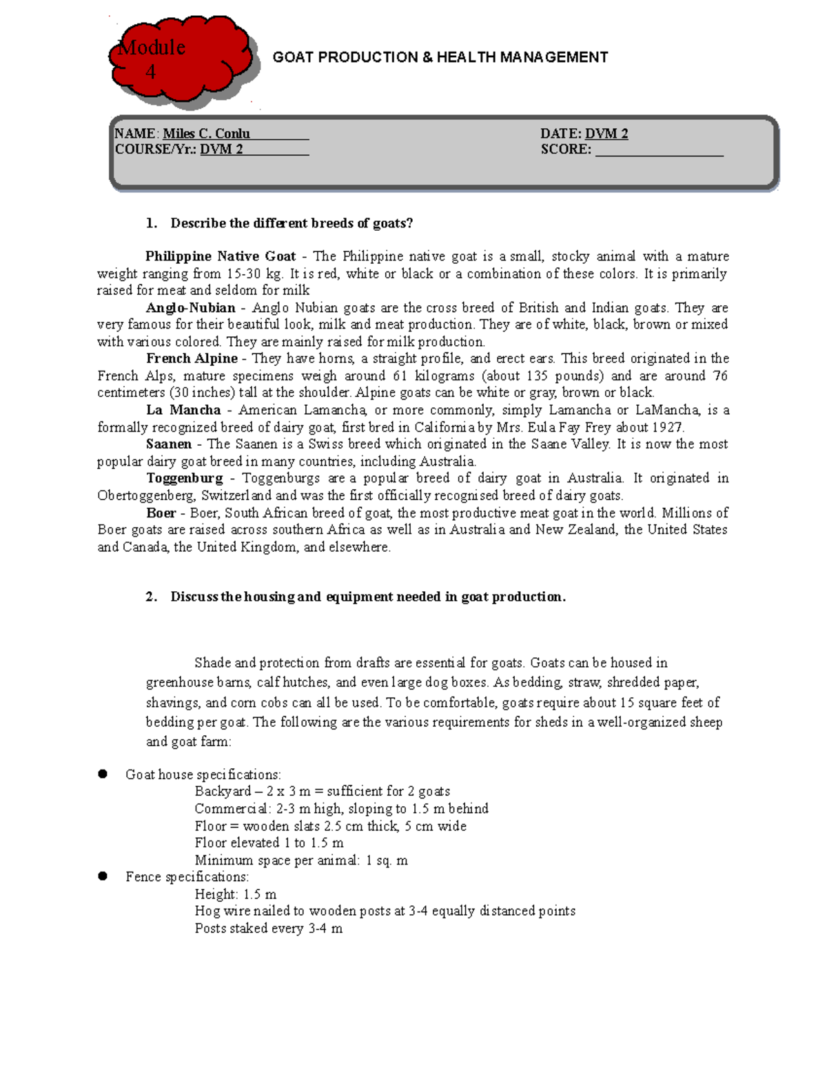 Module 4 Goat Production Health Management - GOAT PRODUCTION & HEALTH ...