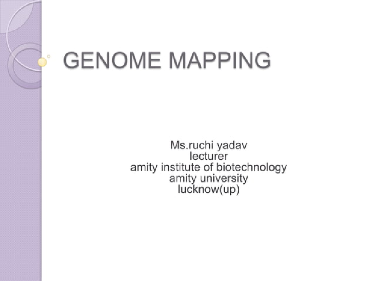 Genome-mapping - Important - Biotechnology and Bioprospecting - Studocu