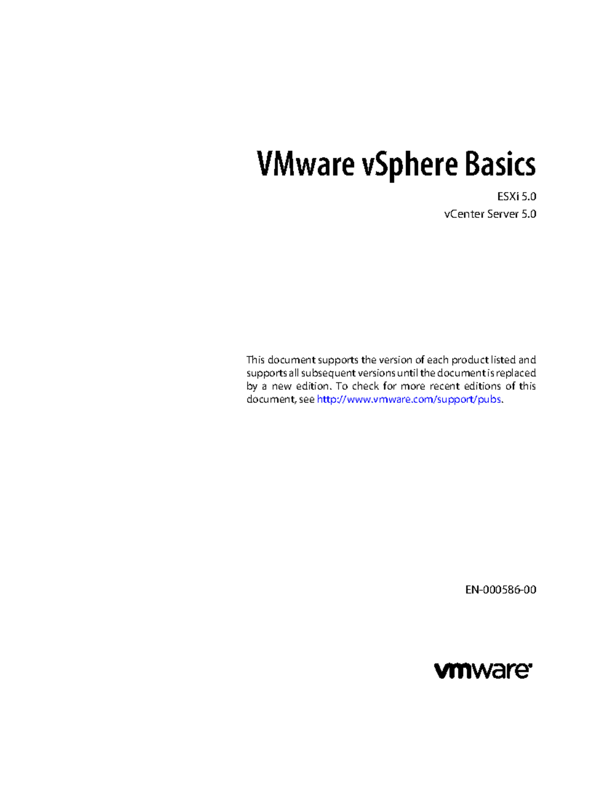 Vsphere esxi vcenter server 50 basics guide - VMware vSphere Basics ESXi 5. vCenter Server 5 ...