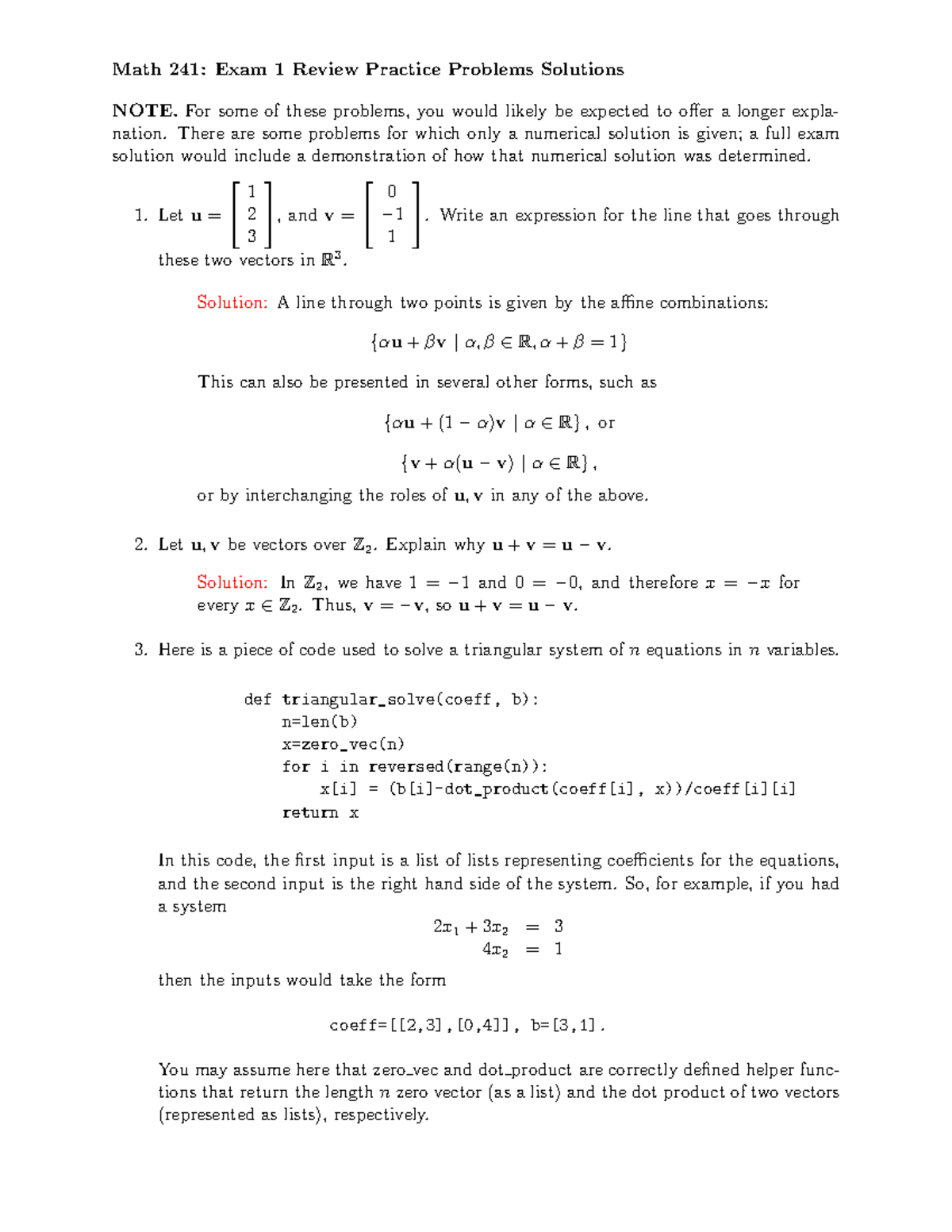 Reviewsolutions - good summary - Math 241: Exam 1 Review Practice ...
