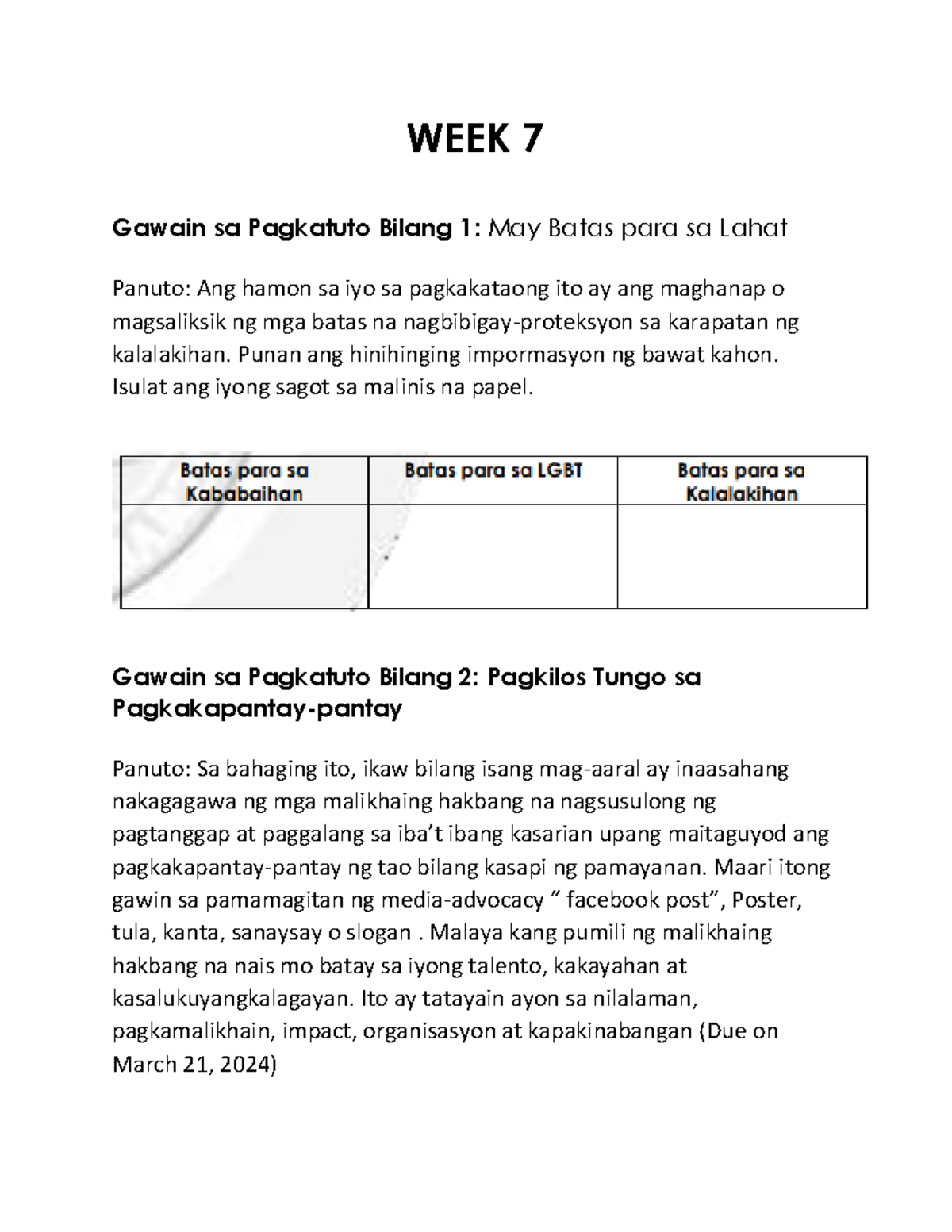 Grade 10 Module - WEEK 7 Gawain sa Pagkatuto Bilang 1: May Batas para ...