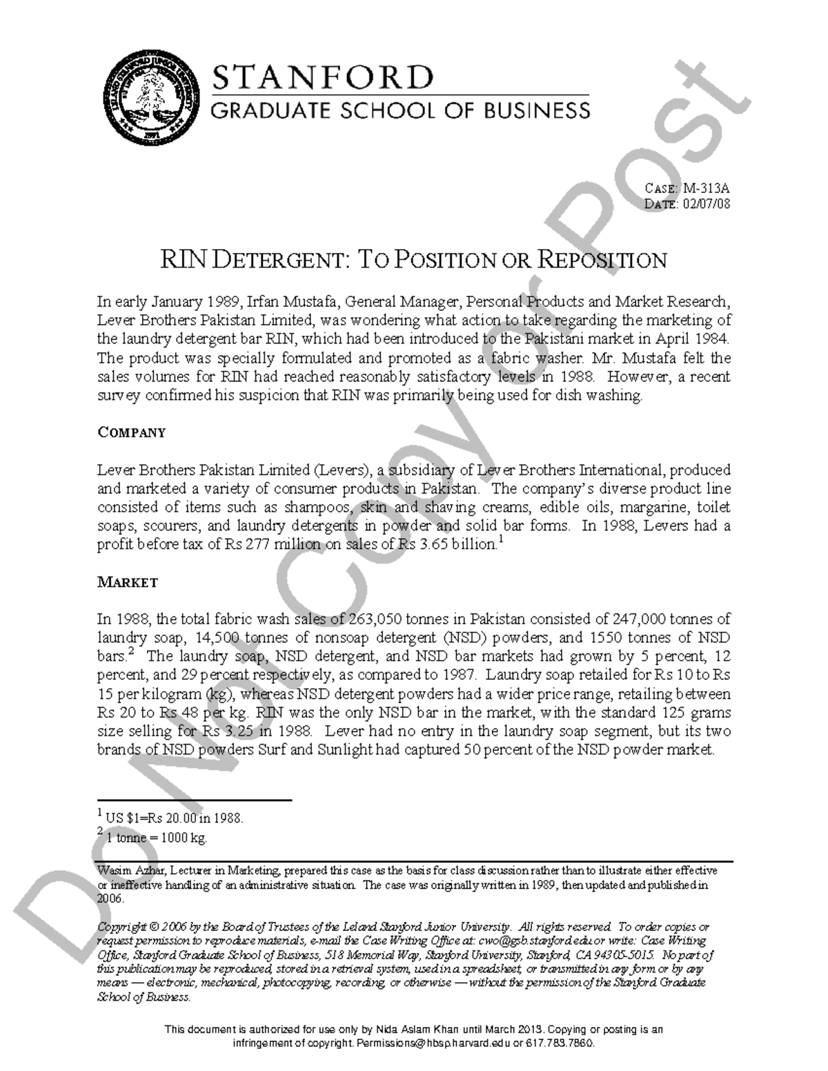 RIN Positioning BY wasim azhar for business related students - Do Not ...