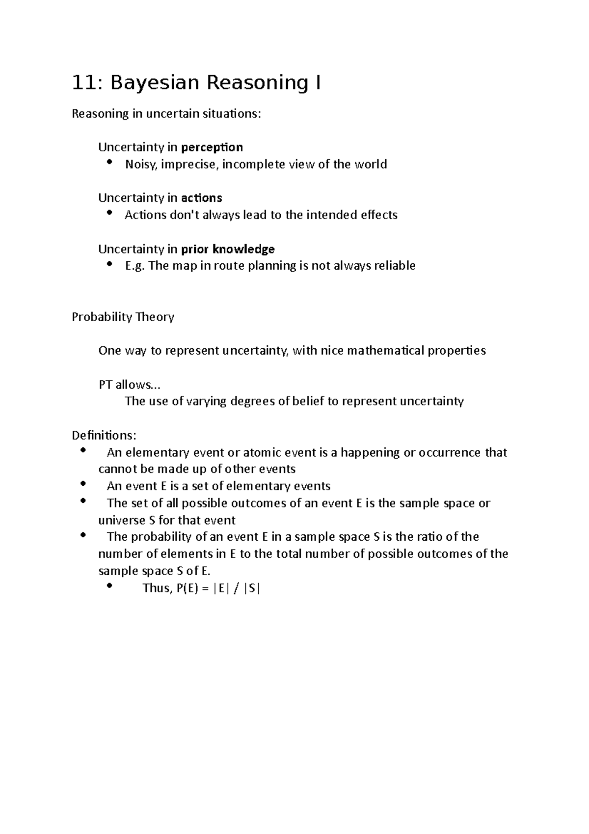 11 Bayesian Reasoning Part 1 - 11: Bayesian Reasoning I Reasoning in ...