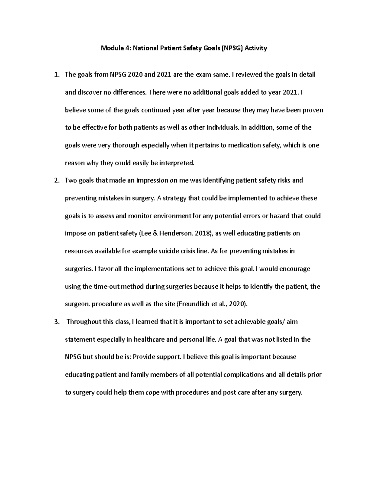 Module 4 NPSG activity - Accurate document - Module 4: National Patient ...
