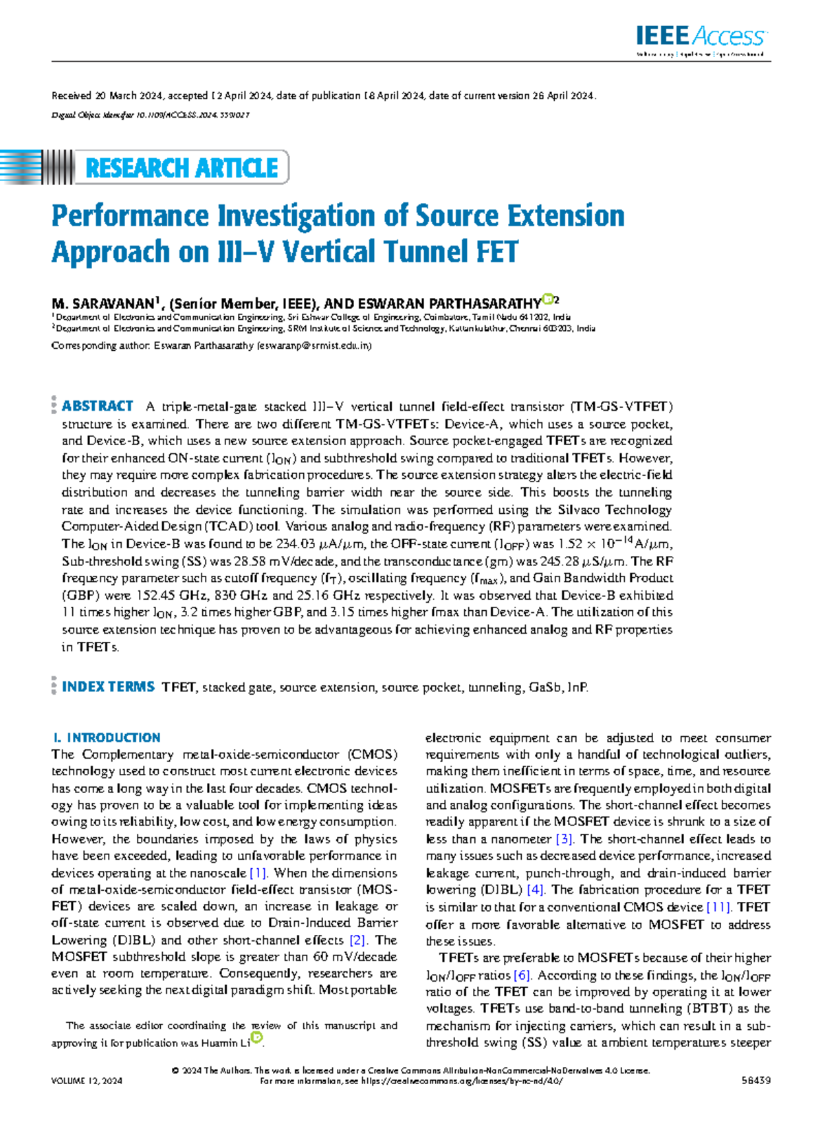 Ieee Published Performance Investigation Of Source Extension Approach On Iiiv Vertical Tunnel