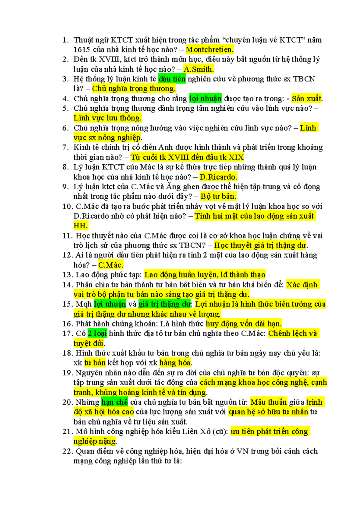 Ôn thi KTCT - 1. Thuật ngữ KTCT xuất hiện trong tác phẩm “chuyên luận về KTCT” năm 1615 của ...
