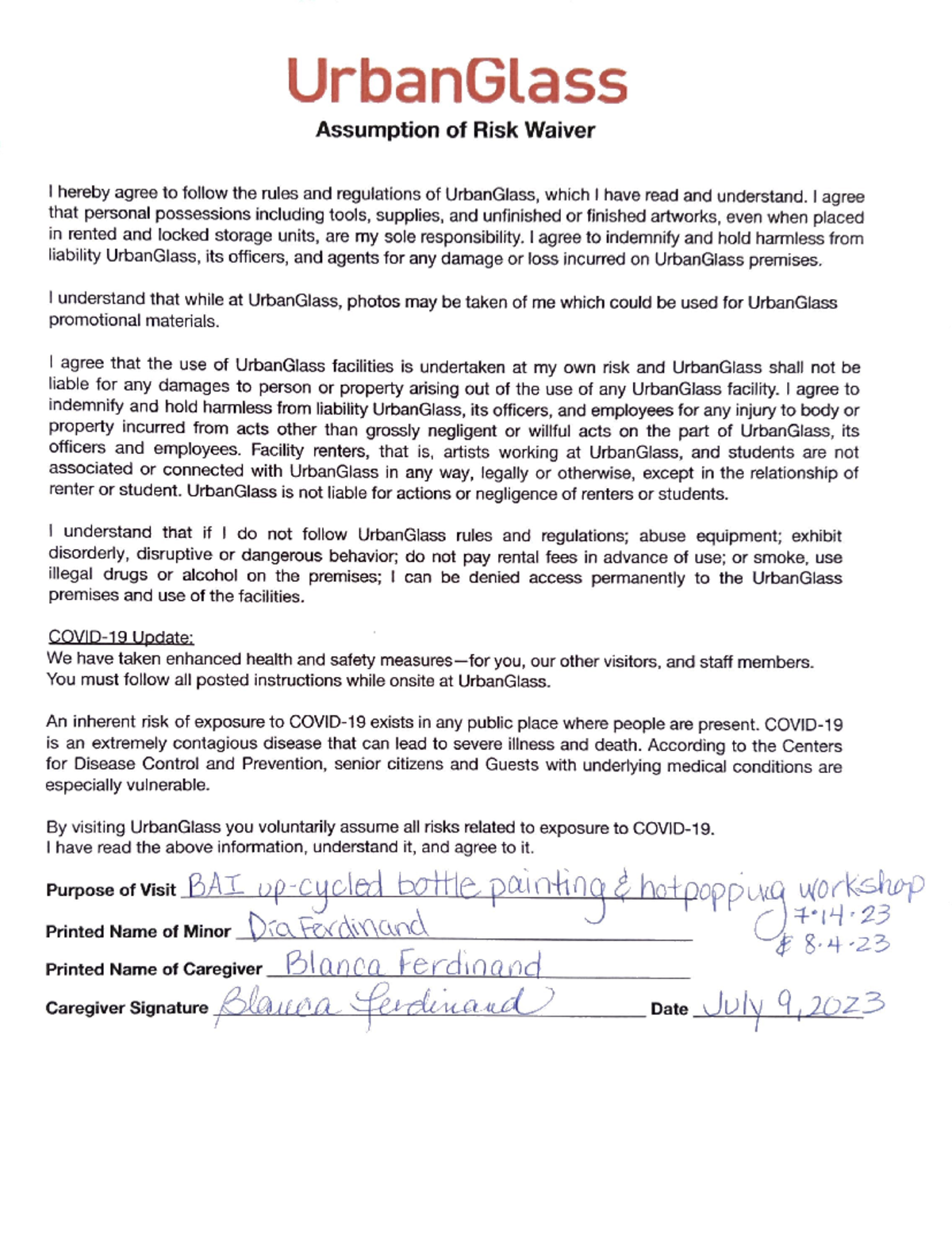 Urban Glass Waiver - DÃ a F - Studocu