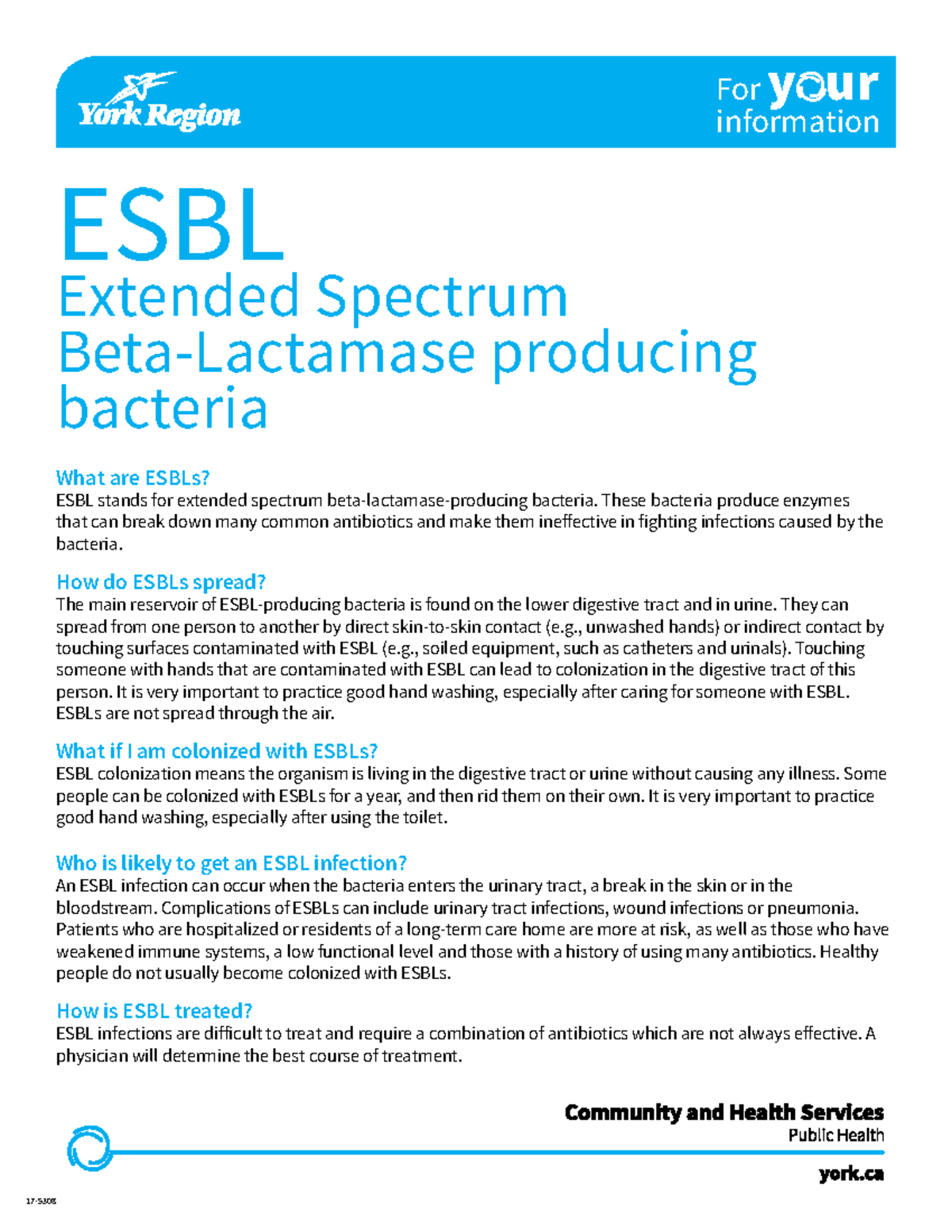 ESBL+Factsheet - For y ur information 17- What are ESBLs? ESBL stands ...