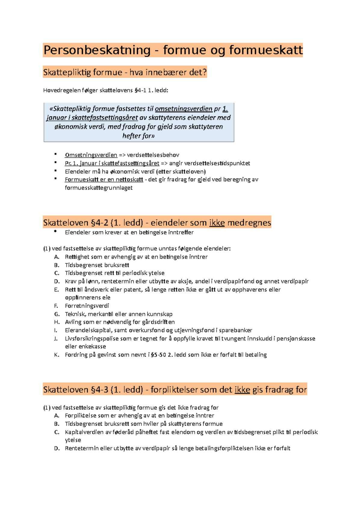 Personbeskatning - formue og formueskatt - Personbeskatning - formue og ...