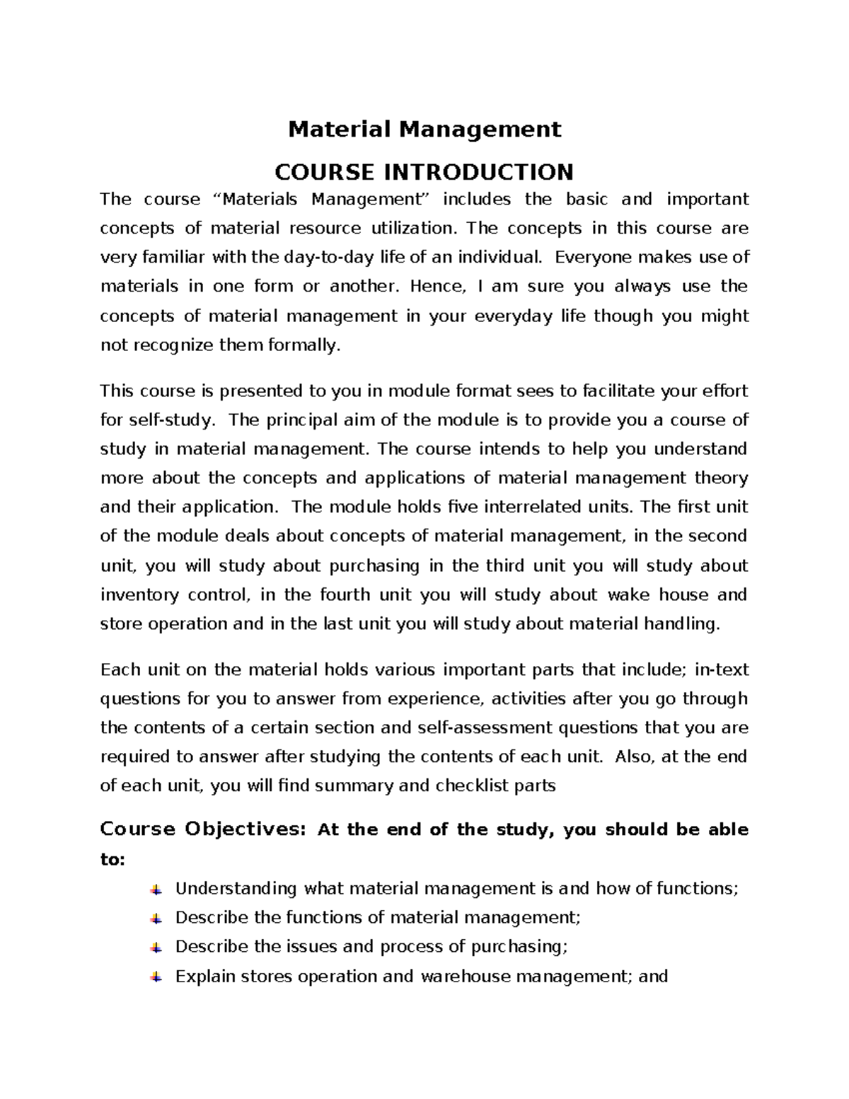 Material Management module - Material Management COURSE INTRODUCTION ...