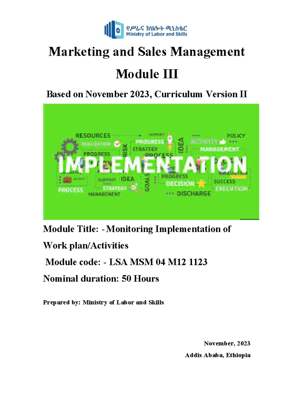 MO12-Implementation of Work plan Activities - Marketing and Sales ...