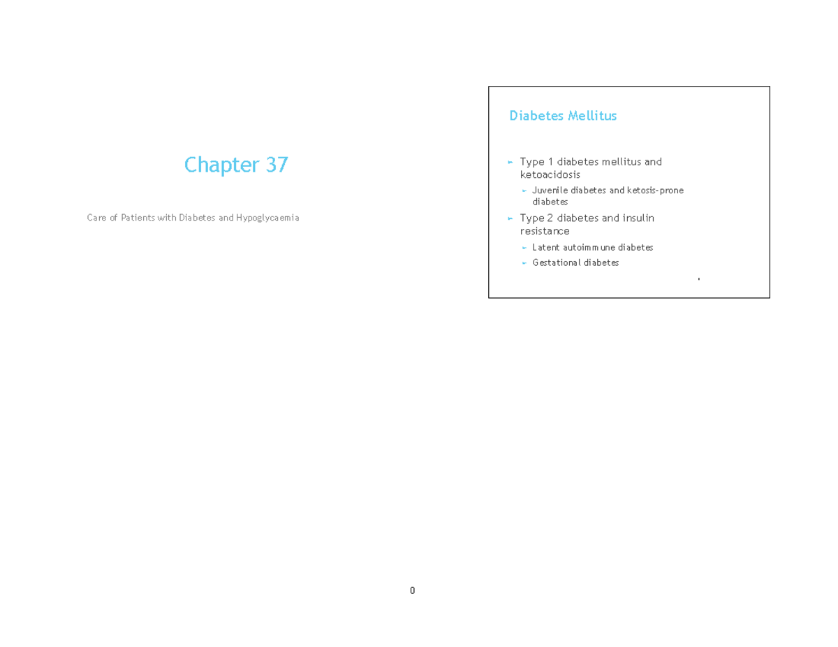 Care of patients with diabetes and hypoglycemia - Chapter 37 Care of ...