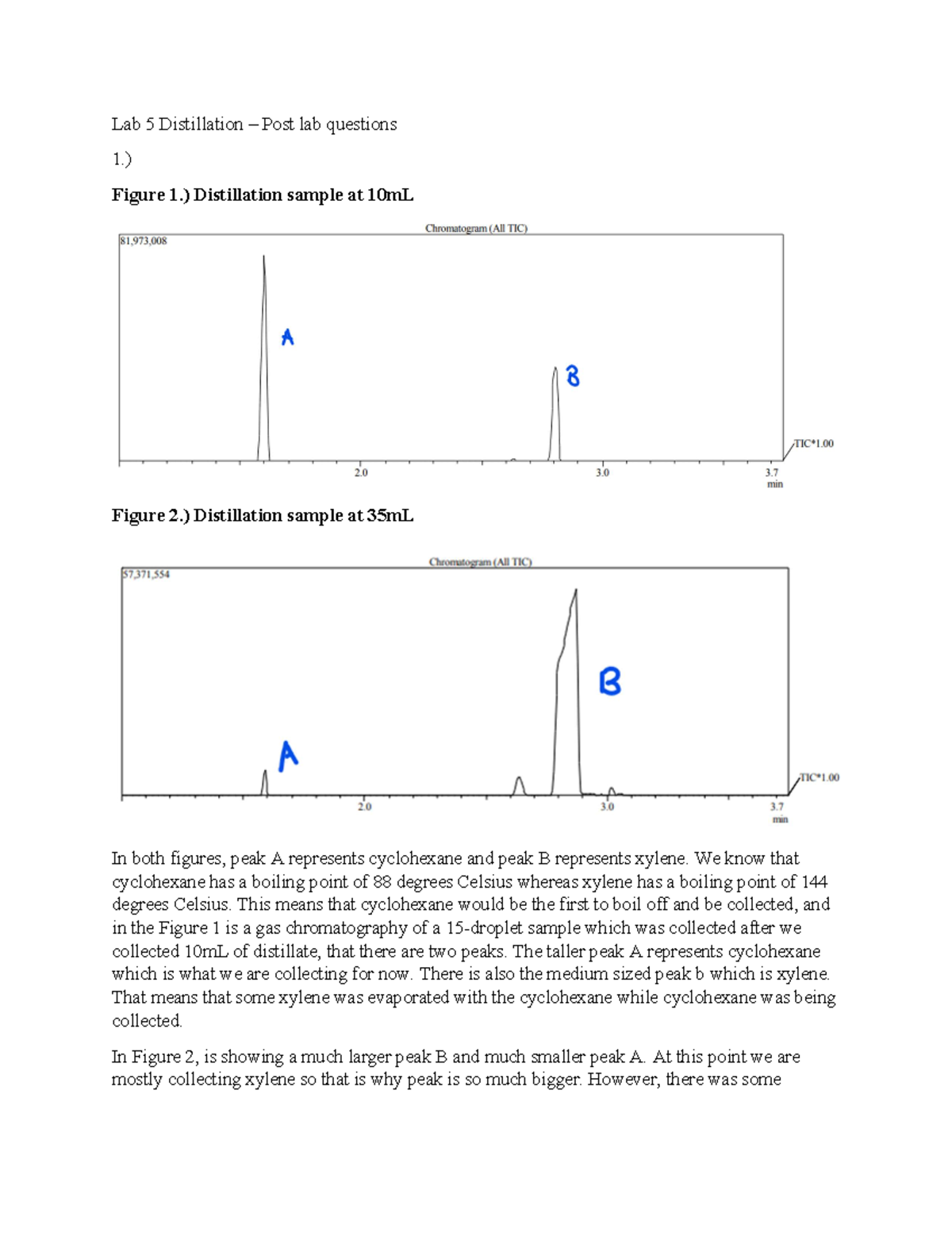 CHM 226 Lab 5 Post lab questions - Lab 5 Distillation – Post lab ...
