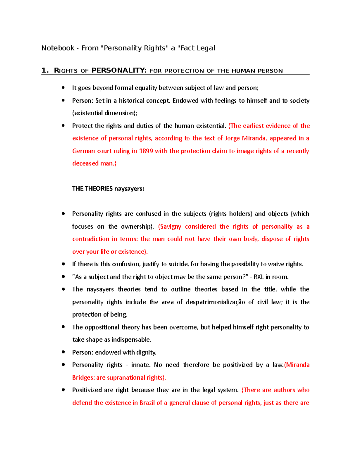 Notebook - From Personality Rights a Fact Legal - Notebook - From ...