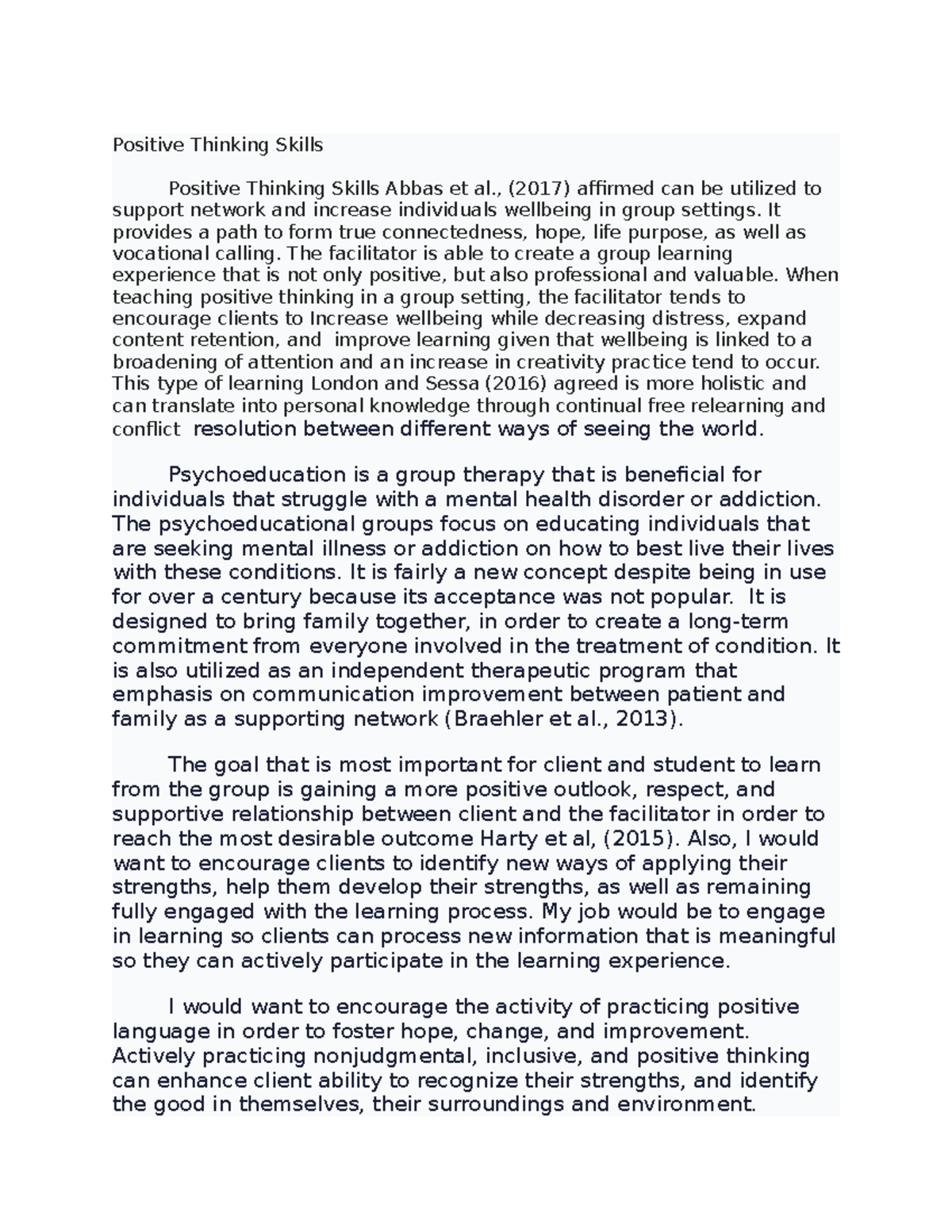 Couc 512 Positive Thinking Skills - Positive Thinking Skills Positive ...