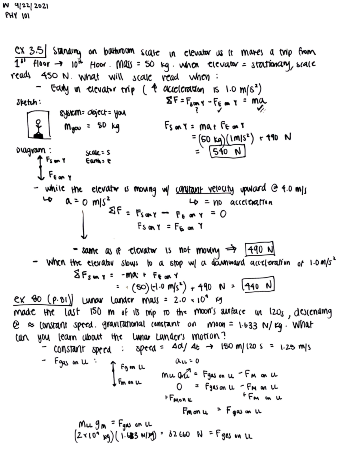 Force Example Problems - W 912212021 PHY 101 ex 3| Standing on bathroom ...