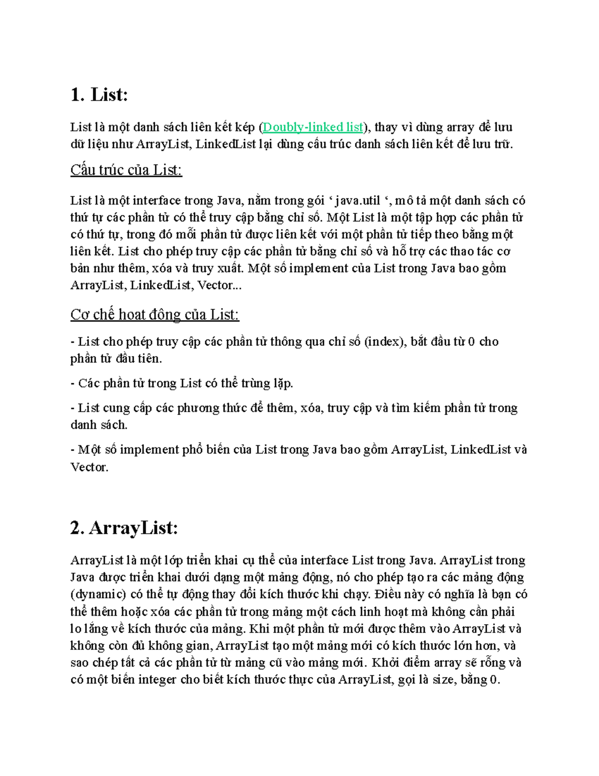 Cấu tạo và cơ chế hoạt động của list và arraylist trong java - 1. List ...