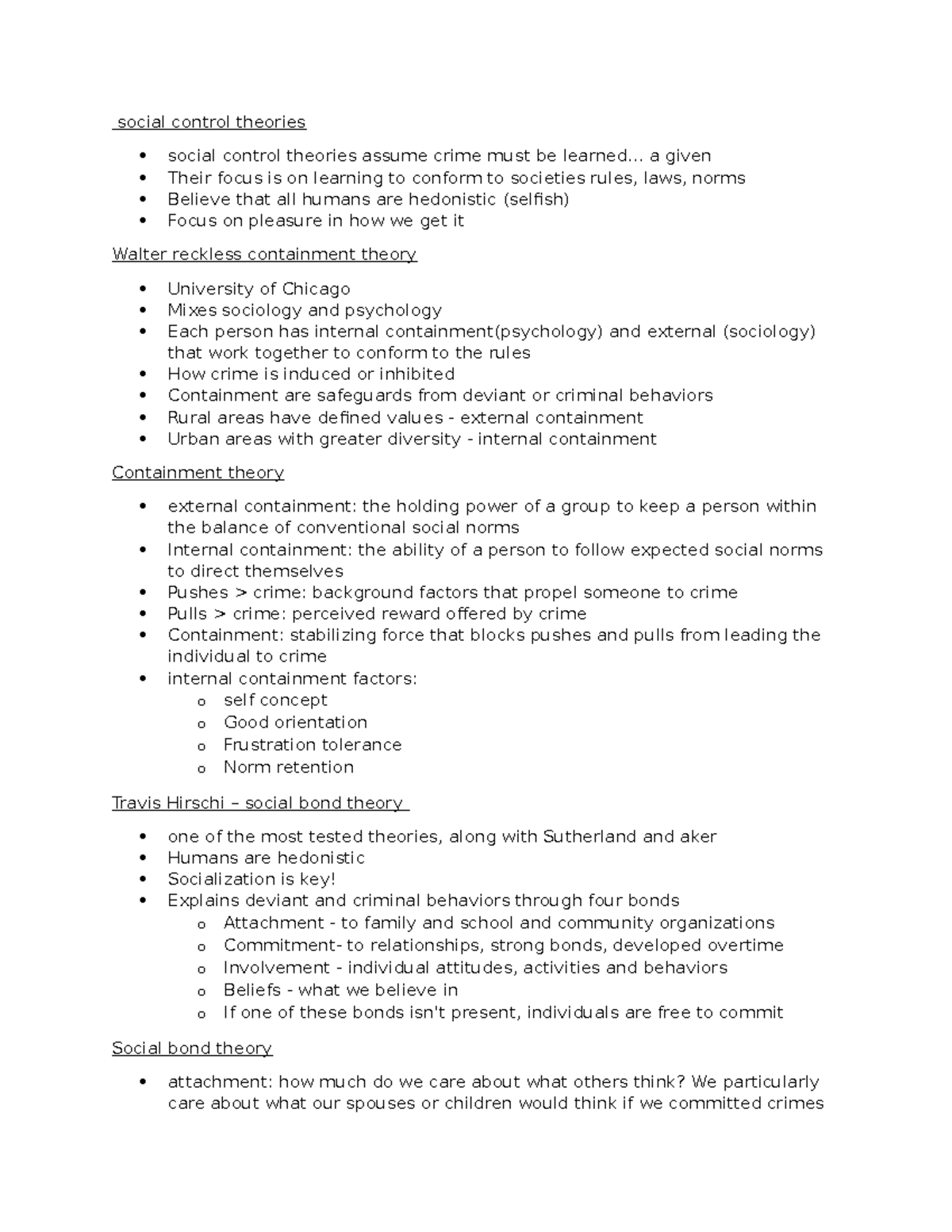 Crim 102 - social control theories - social control theories social ...