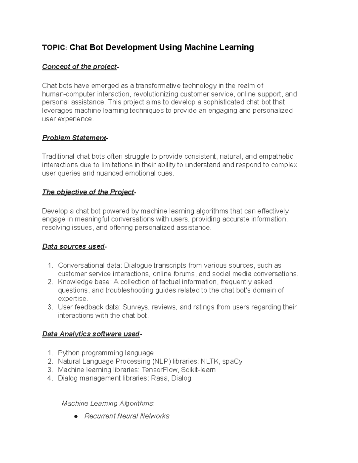 Ibmconceptnote - TOPIC: Chat Bot Development Using Machine Learning ...