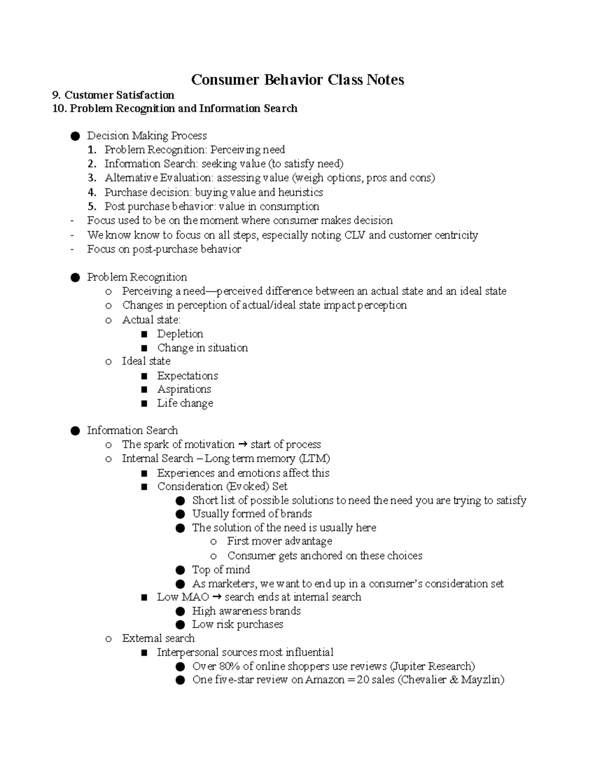 Consumer Behavior Class Notes Final - Consumer Behavior Class Notes ...