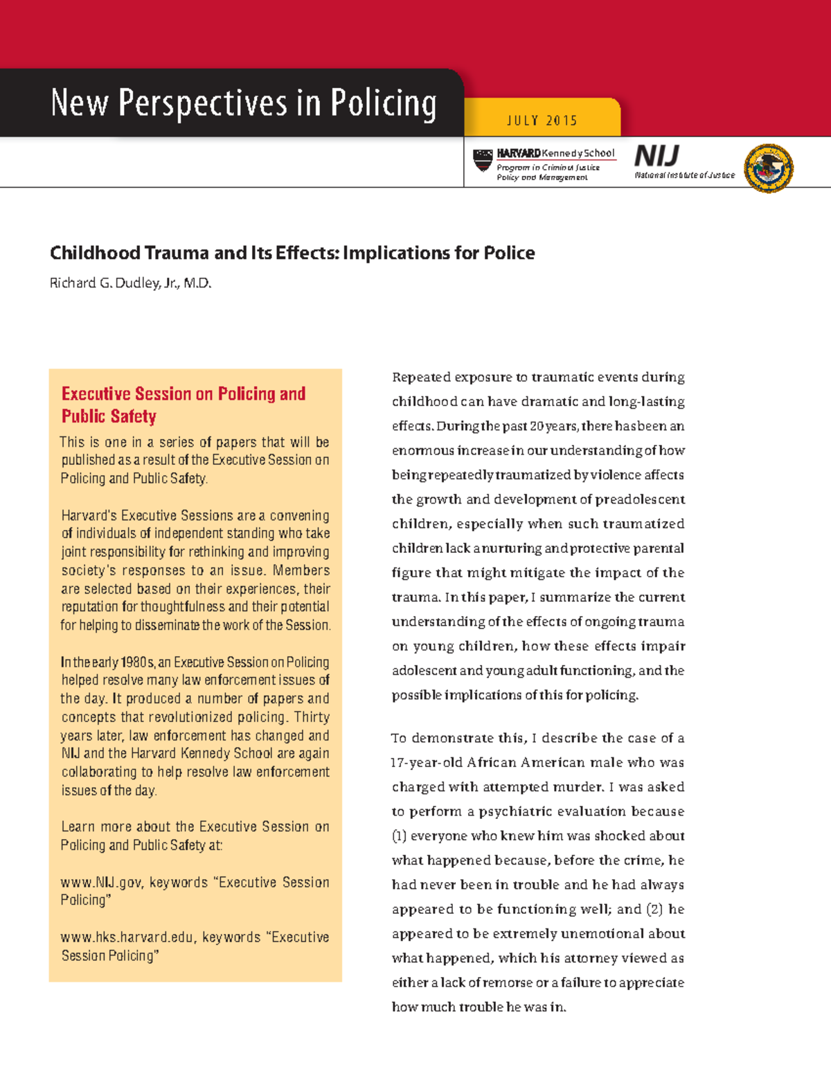 Trauma Implications for Police - New Perspectives in Policing V E R I ...
