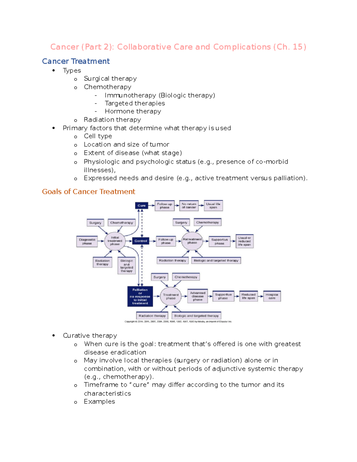 Cancer part 2 Outline - notes include information from the books and ...