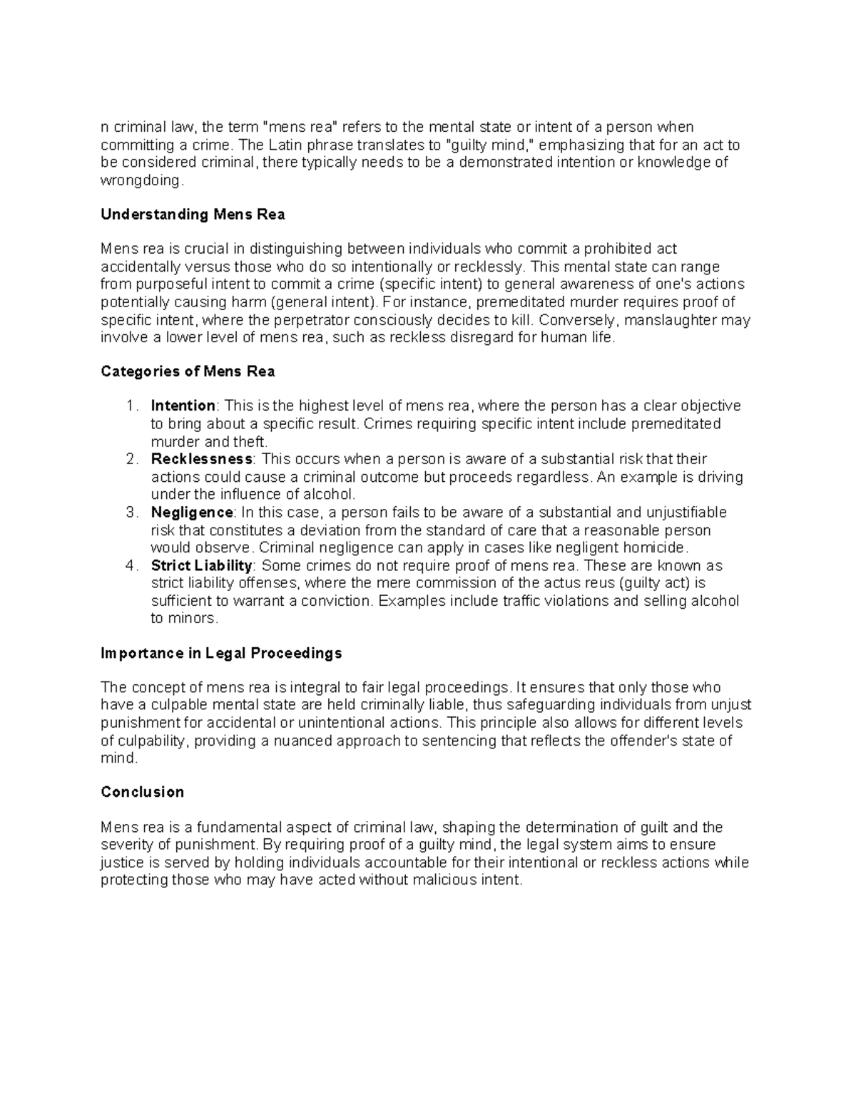 Mens Rea - Mens rea Sample Page - n criminal law, the term "mens rea ...