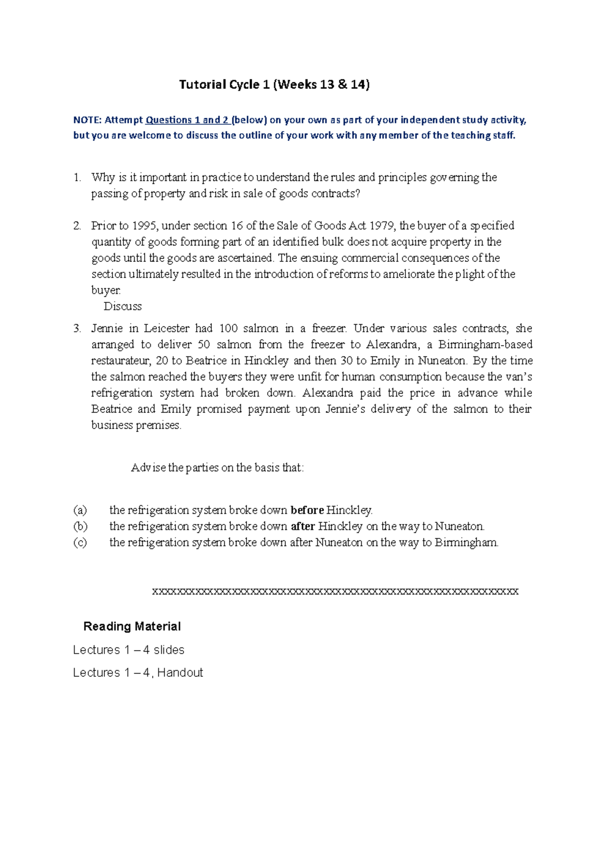Tutorial Cycle 1 Question (Oct 2021) - LW2225 - Leicester - Studocu