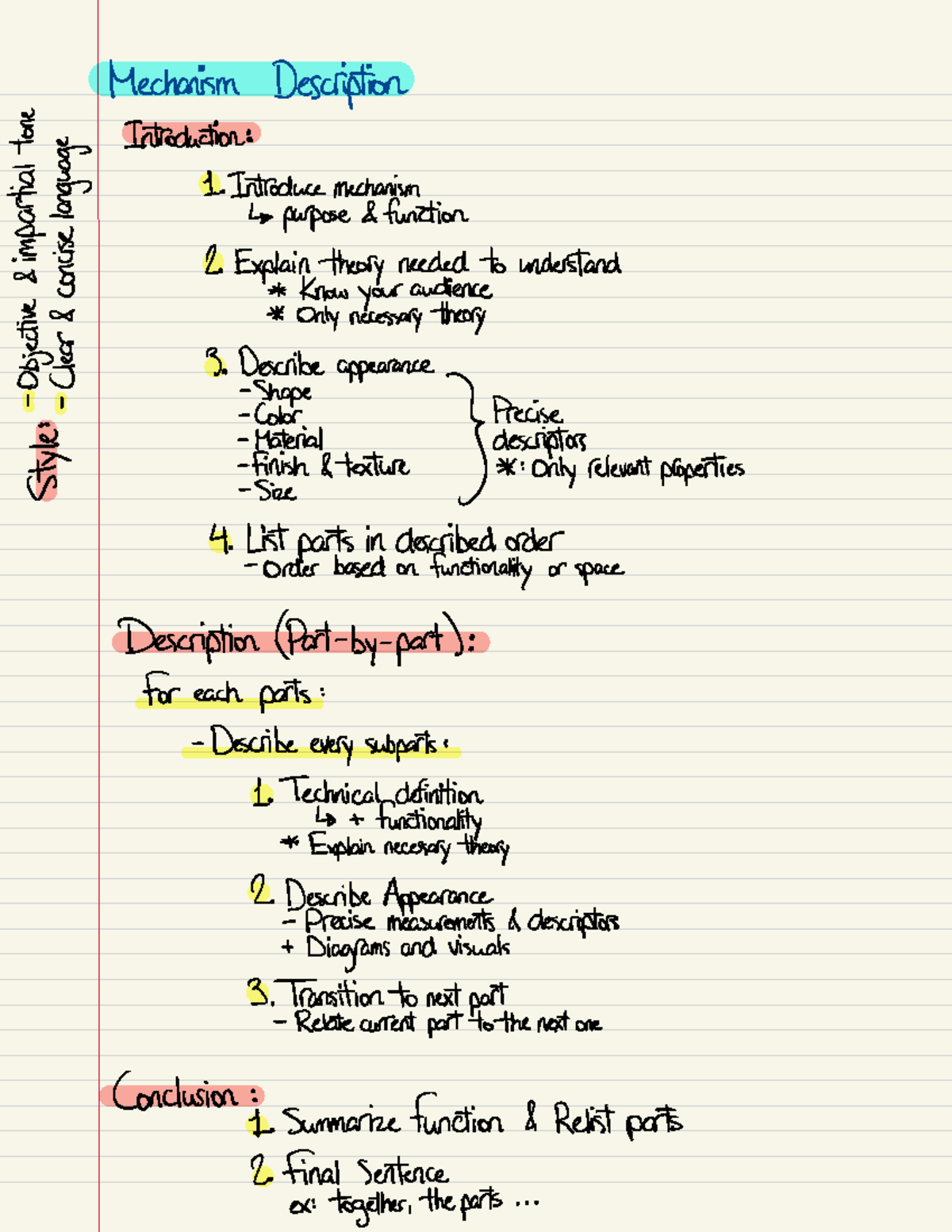 ENCS 282 - Notebook - Review of what needs to be in a mechanism description. Useful for ...
