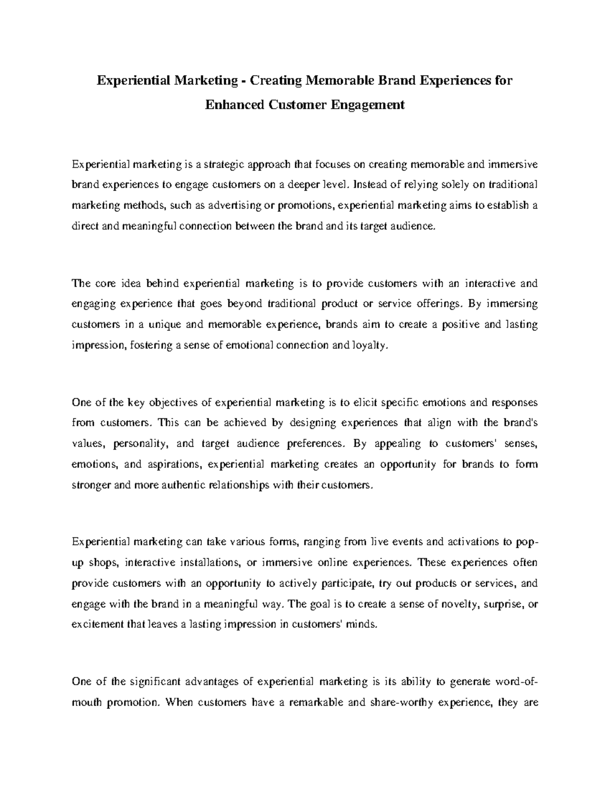 Experiential Marketing - Creating Memorable Brand Experiences for ...