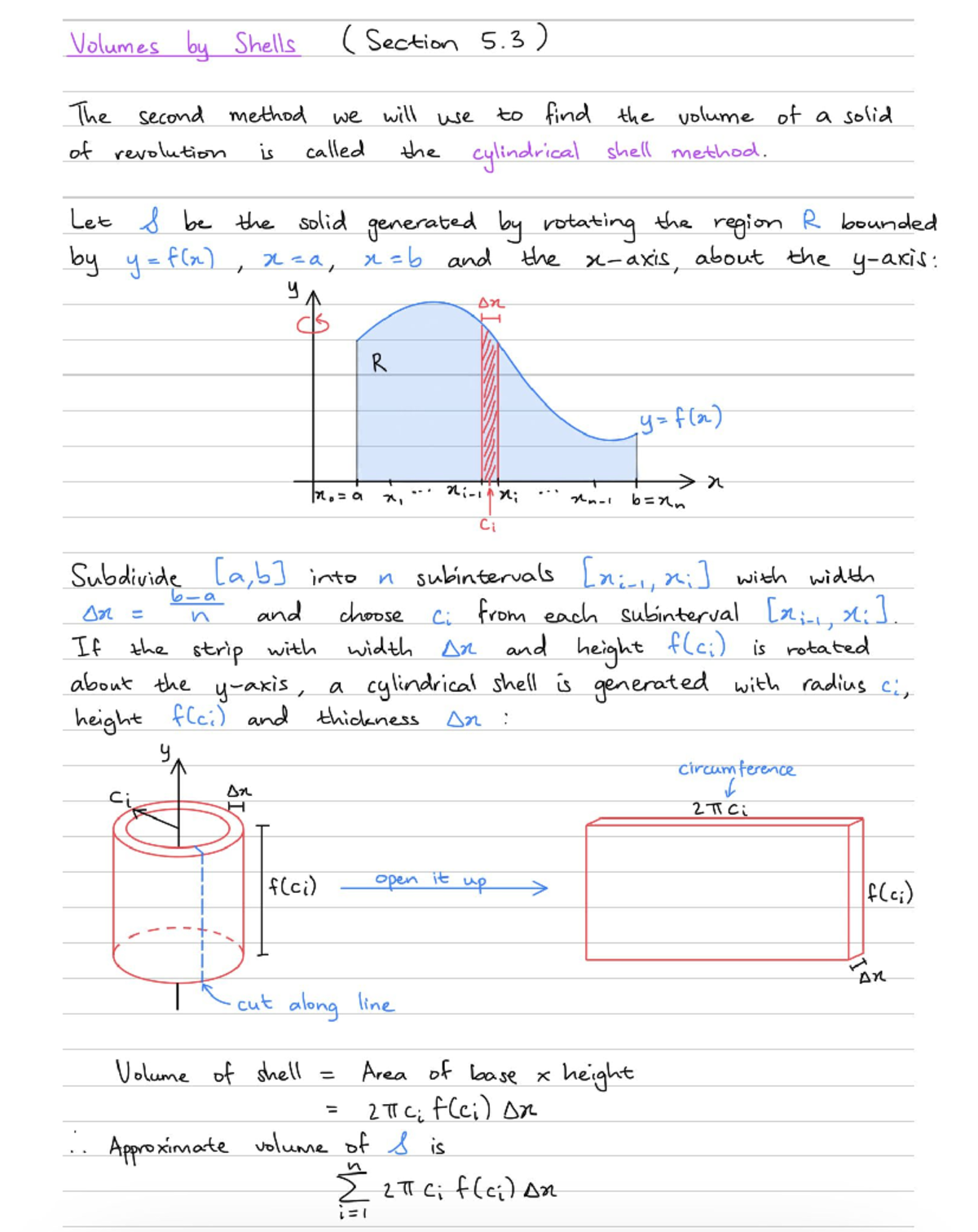 12. Volumes by Shells - ..... - Volumes Shells ( Section 5) The second ...