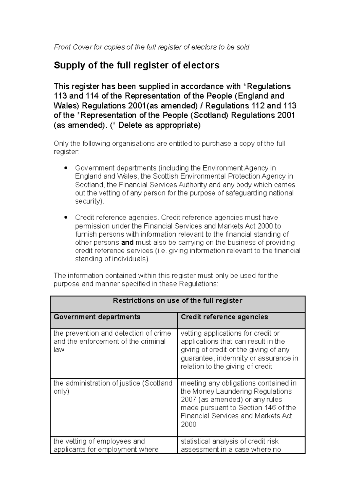 Front Cover for copies of the full register of electors to be sold WEB ...
