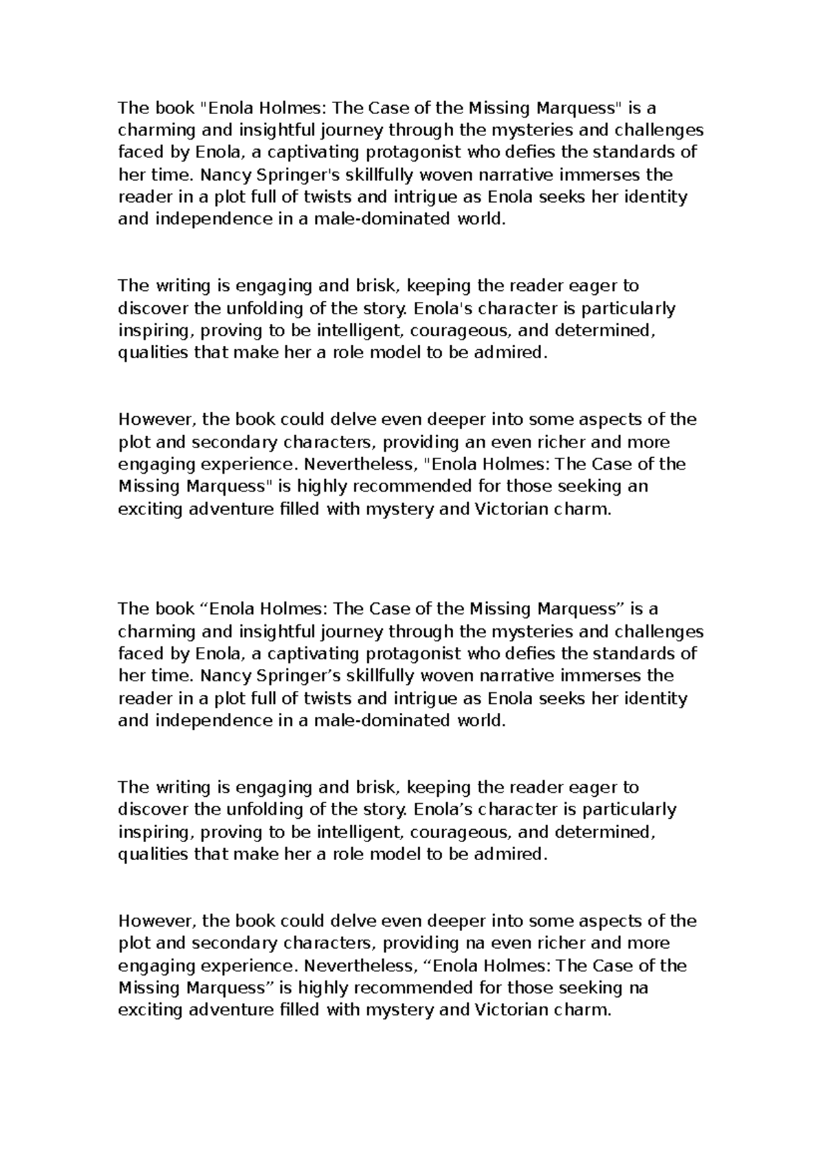 “Enola Holmes,The Case of the Missing Marquess” - The book "Enola ...