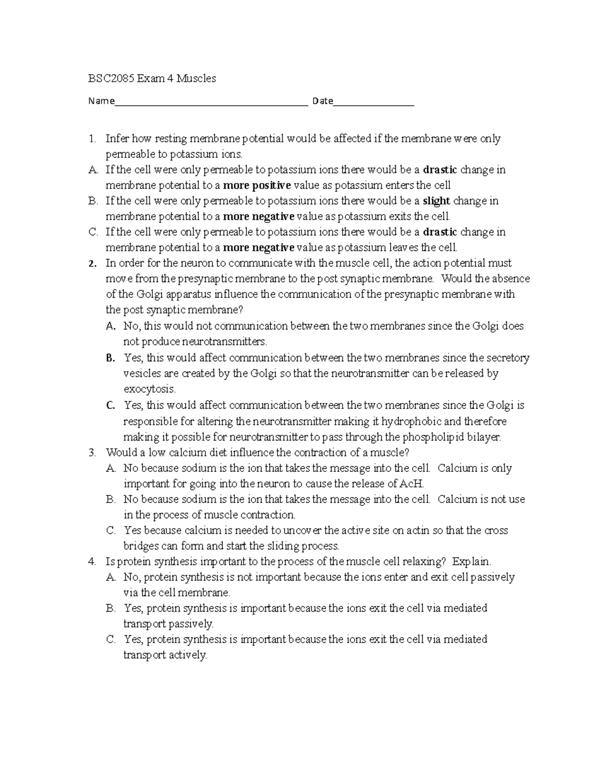 BSC 2085 Exam 4 Muscles - exam practice - BSC2085 Exam 4 Muscles - Studocu