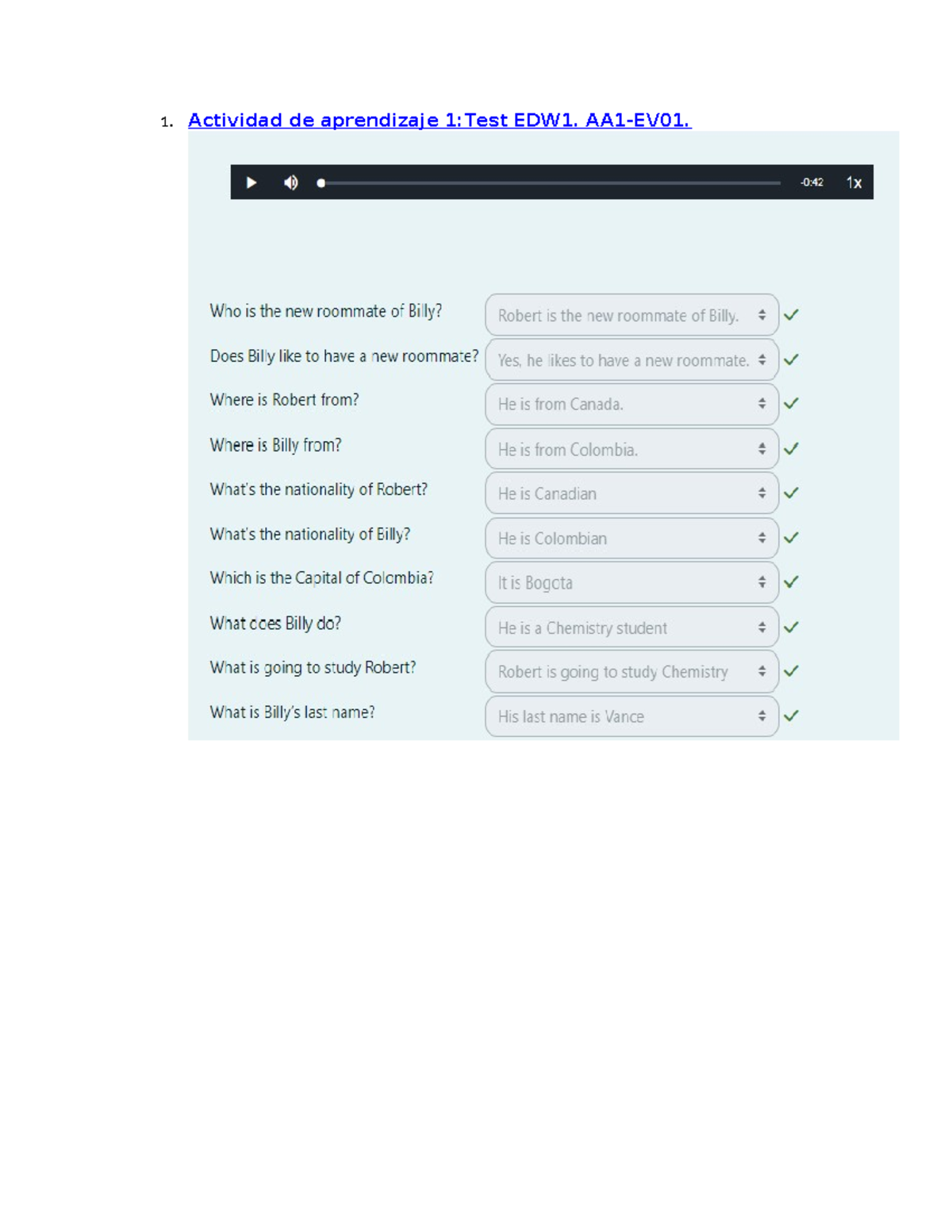Actividad de aprendizaje 1Test EDW1 AA1-EV01 - Ingles - Actividad de ...