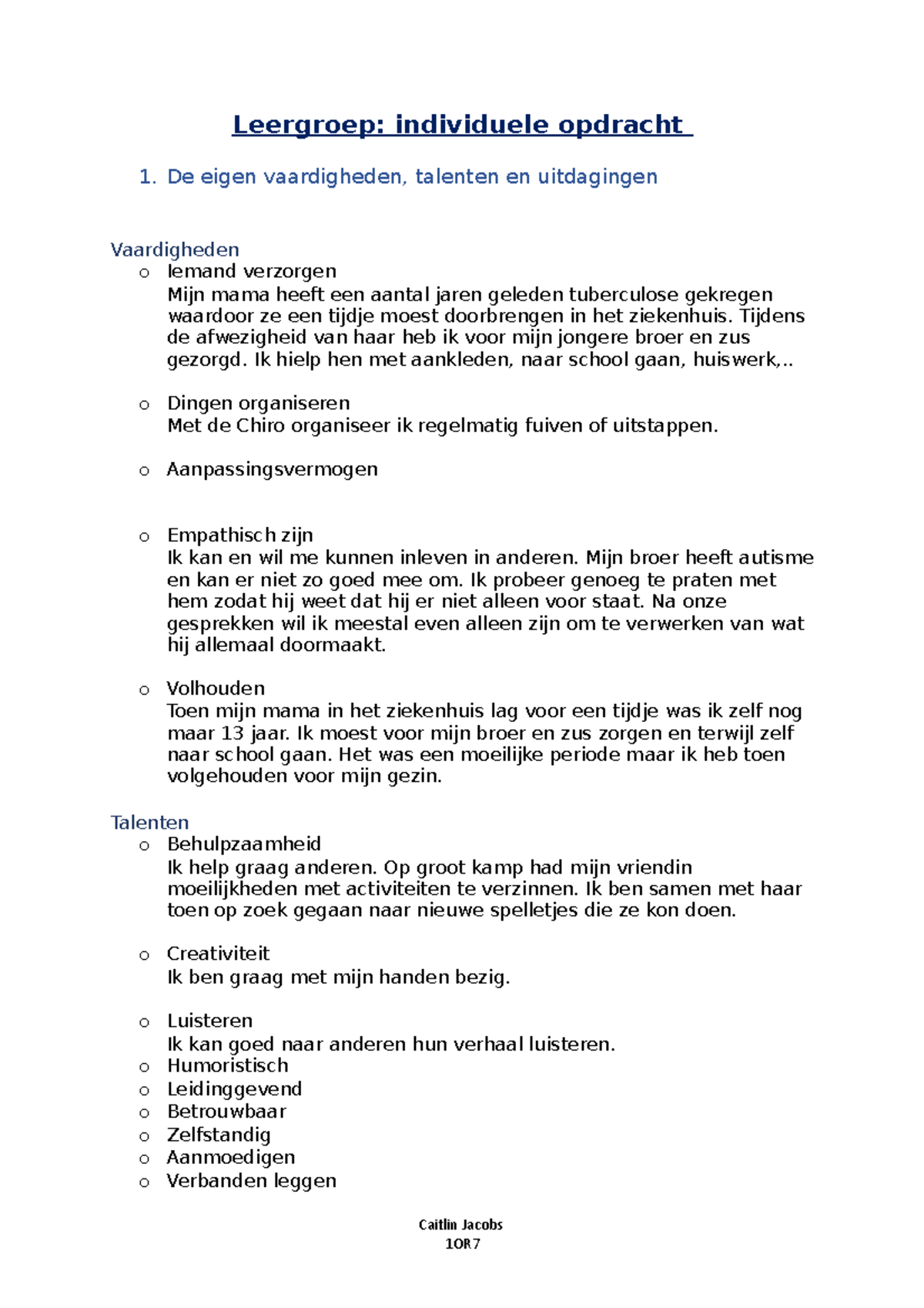 Leergroep portfolio - zelfstandige opdracht - Leergroep: individuele ...