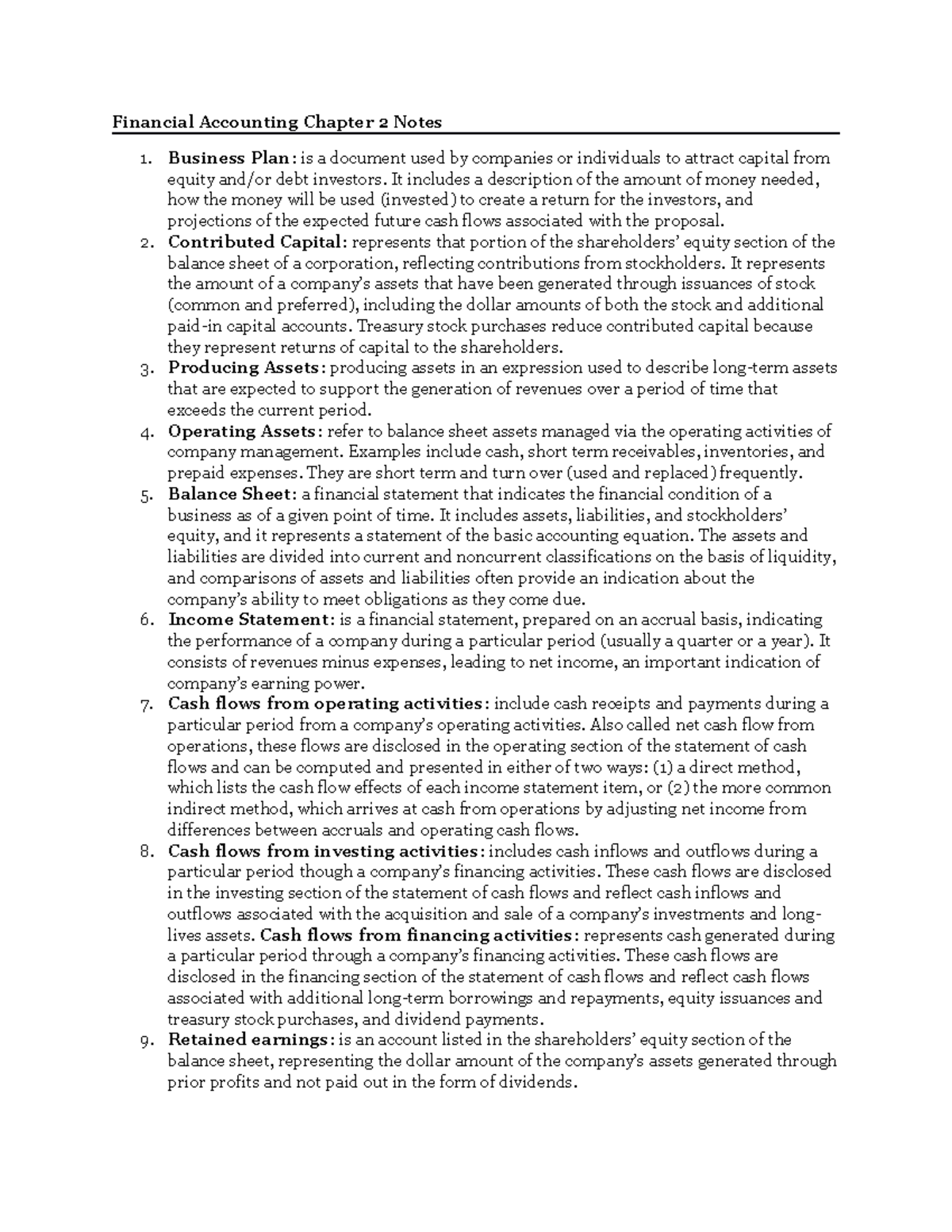 Financial Accounting Chapter 2 Notes - It includes a description of the ...