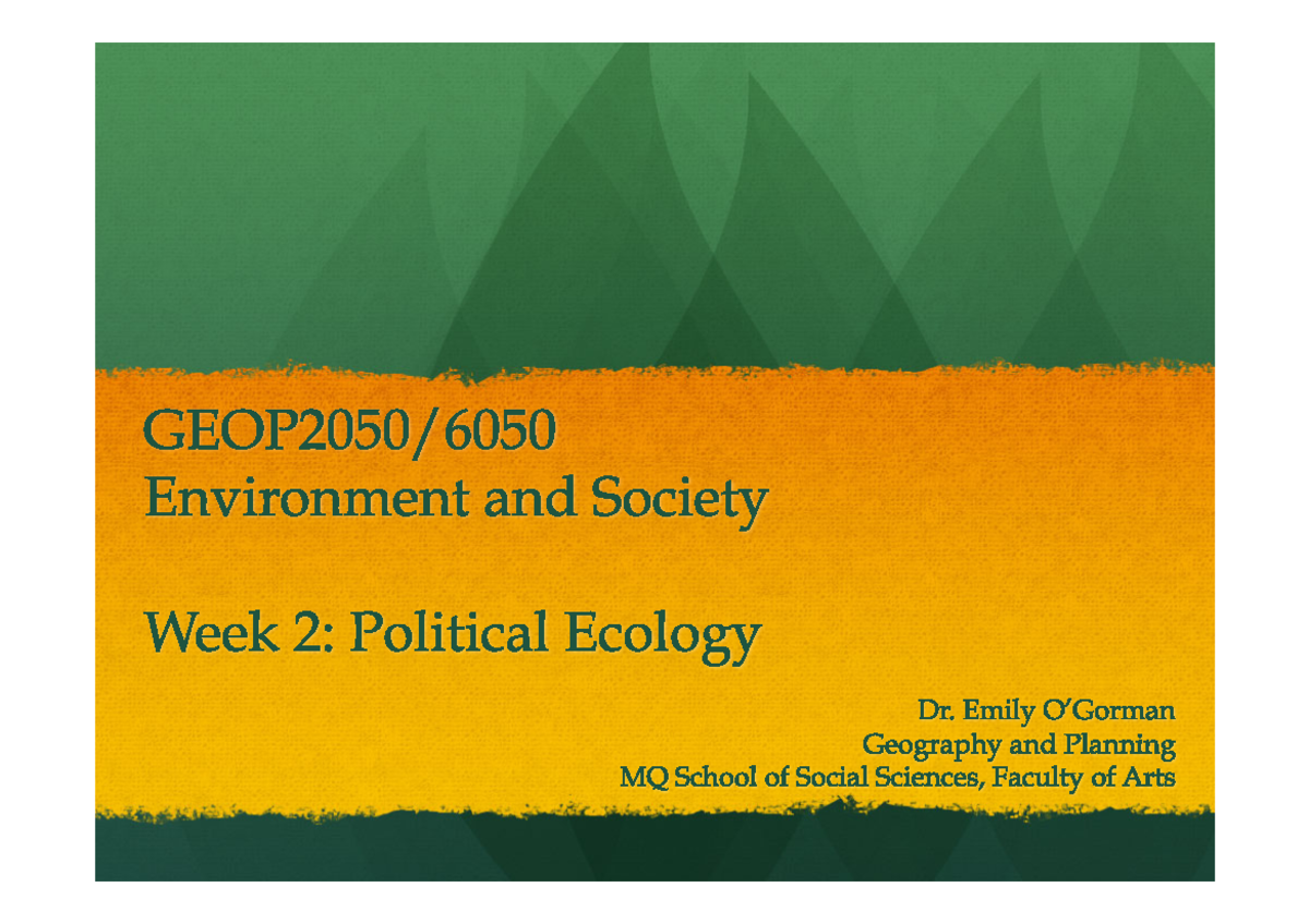 2. Political Ecology lecture slides - ! Please log in to iLearn and ...