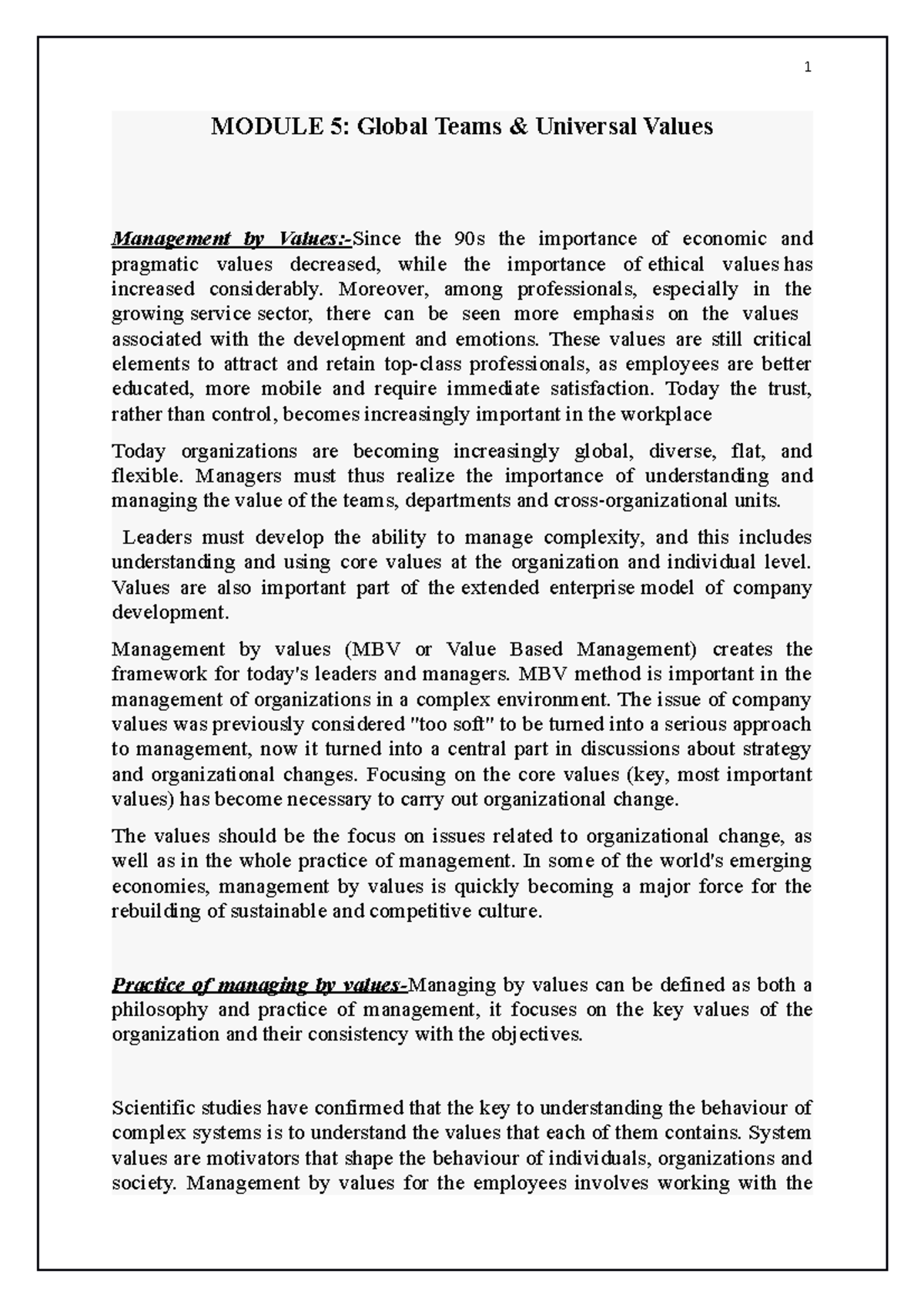 Module 5 - Very important summary - MODULE 5: Global Teams & Universal ...