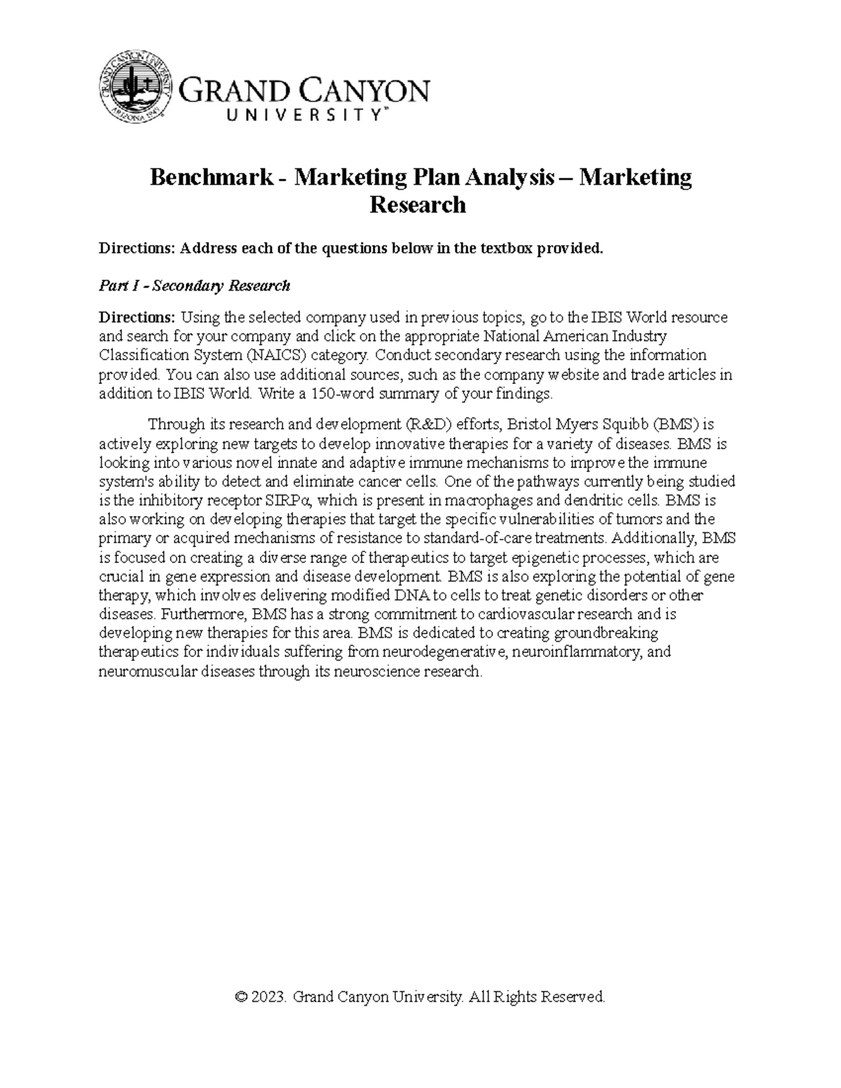 Marketing Plan Analysis Part 2 - Benchmark - Marketing Plan Analysis ...