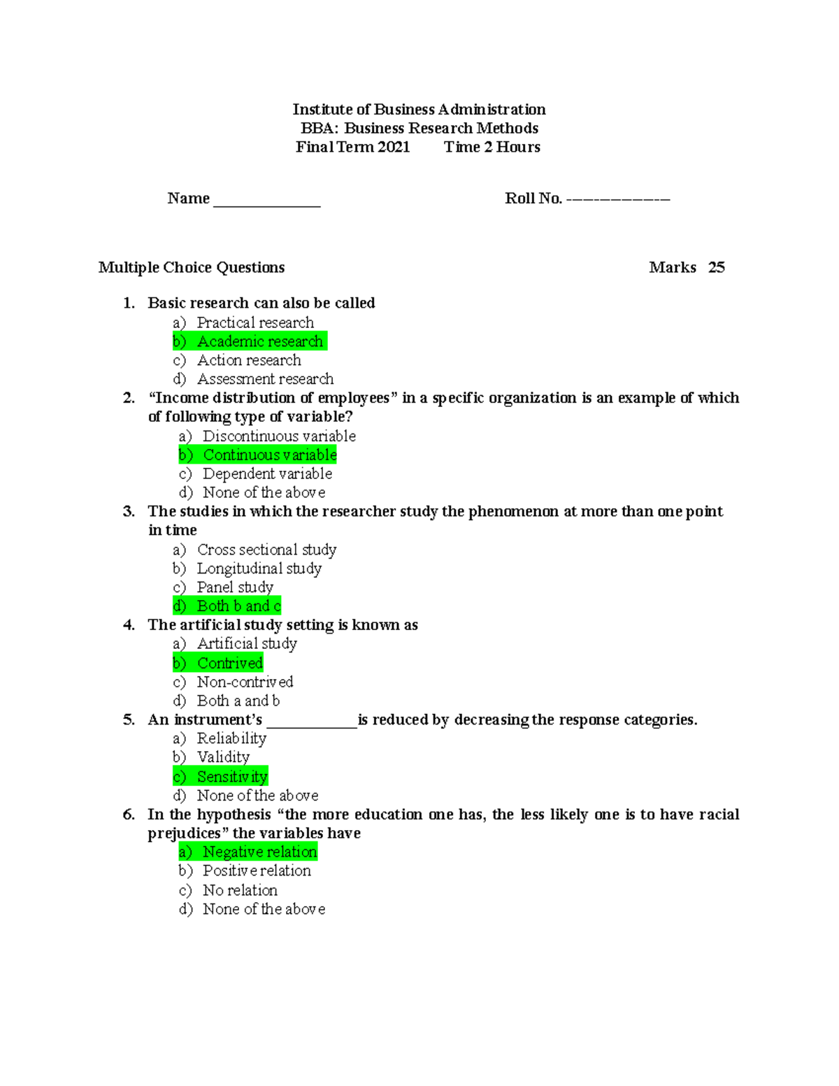 BRM 2021 Final - it is study material - Institute of Business ...
