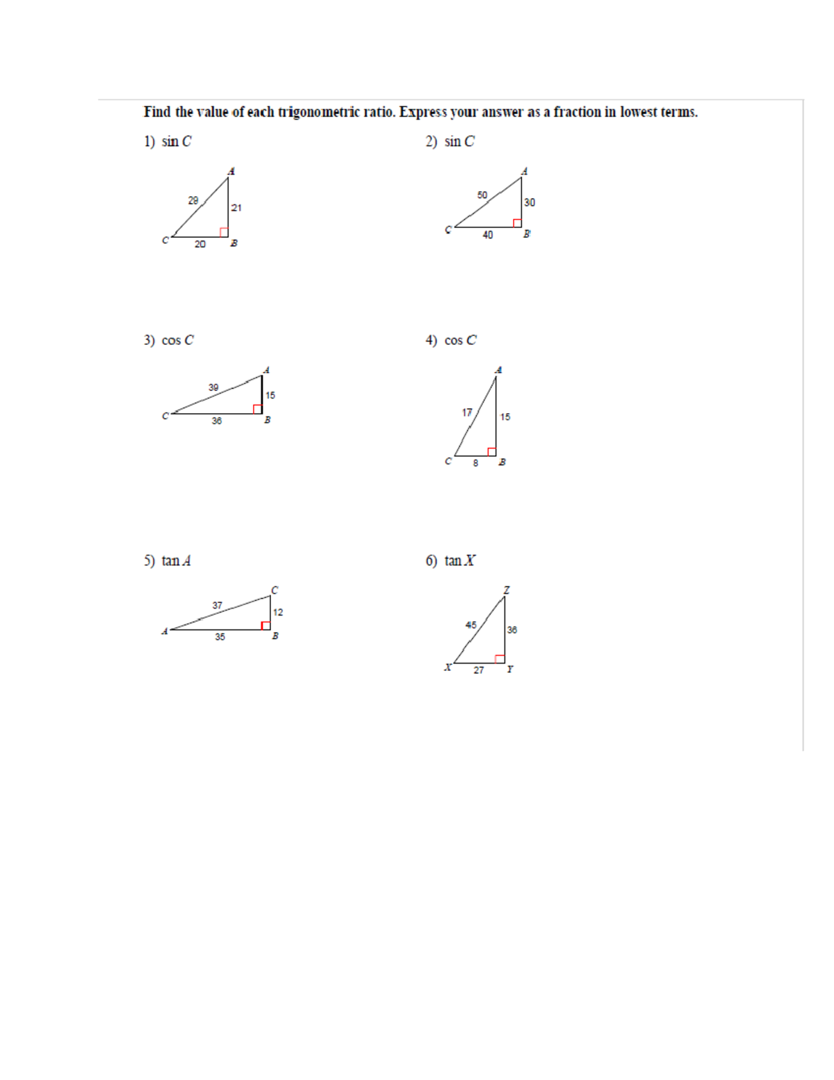 Sin+Cos+Tan+practice - Studocu