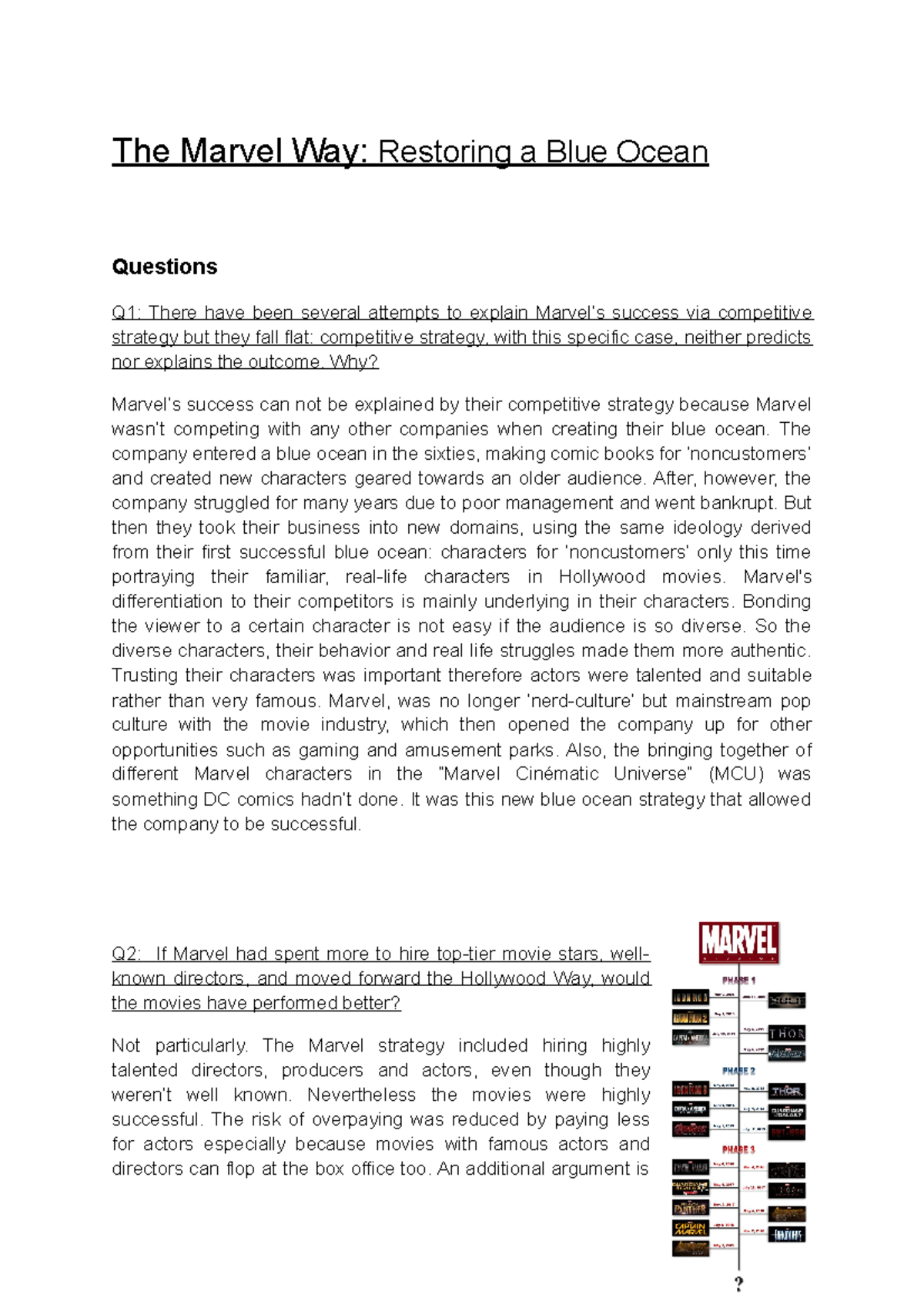 Marvel's Business Case - The Marvel Way: Restoring a Blue Ocean ...