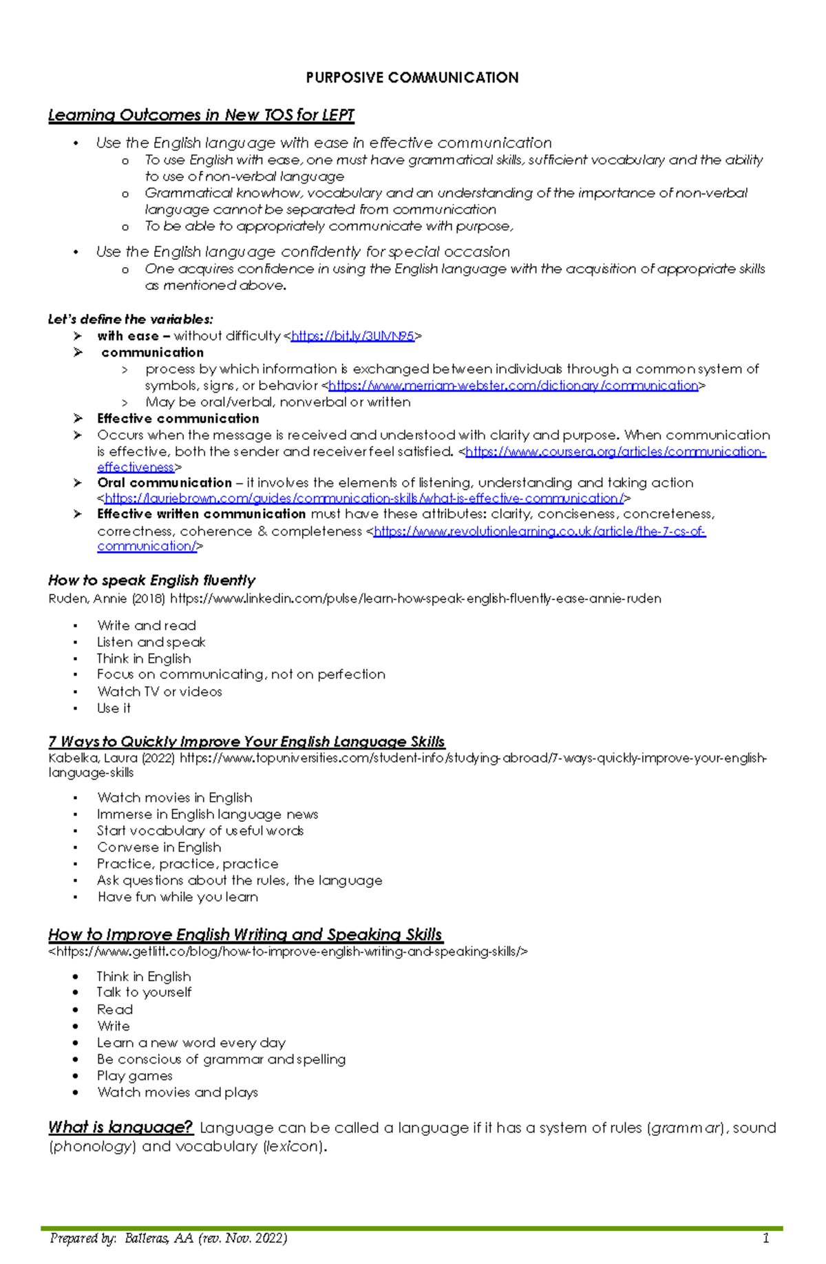 English-for-St - Notes - PURPOSIVE COMMUNICATION Learning Outcomes in ...