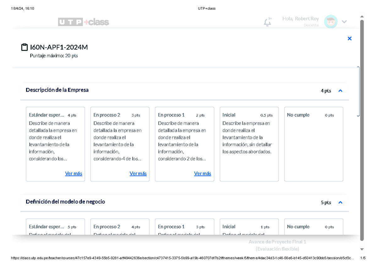 UTP+class Rubrica - Cursos Chat Ayuda Total de semanas: 18 Contenido ...