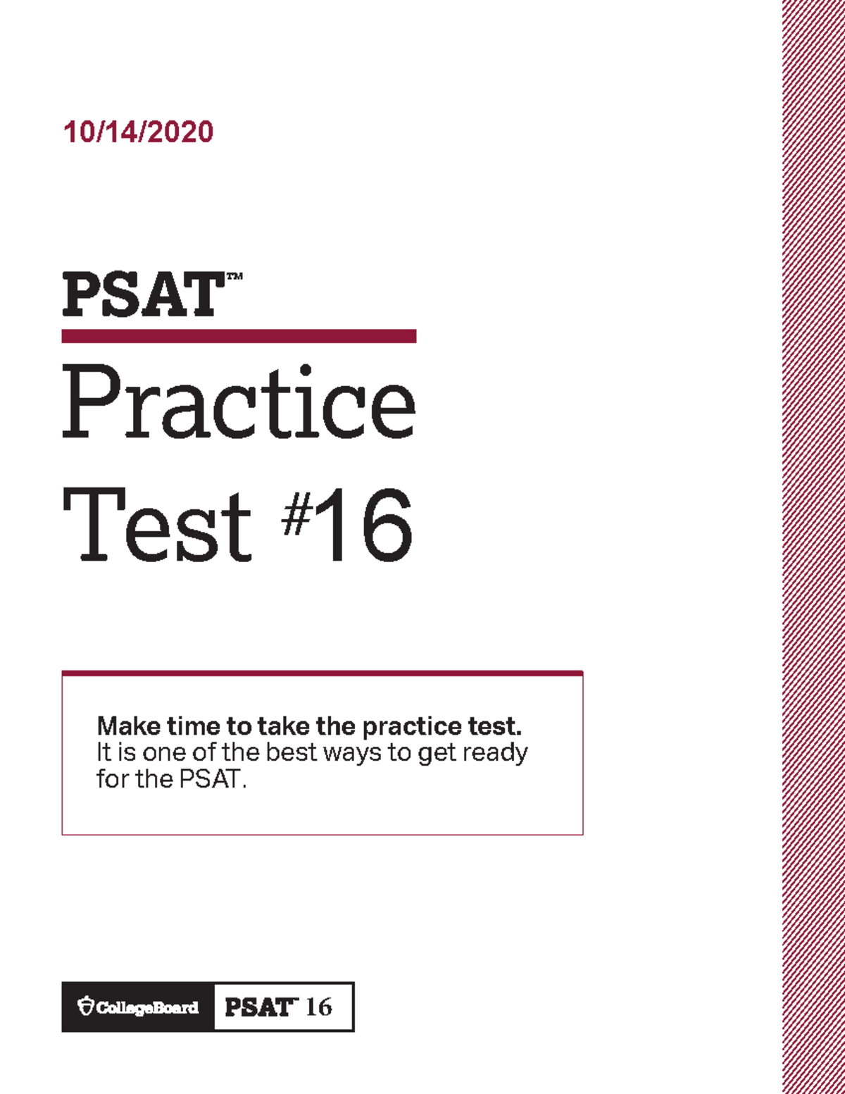 10 14 20 PSAT - 10/1 / PSAT ™ Practice Test 1 Make time to take the ...