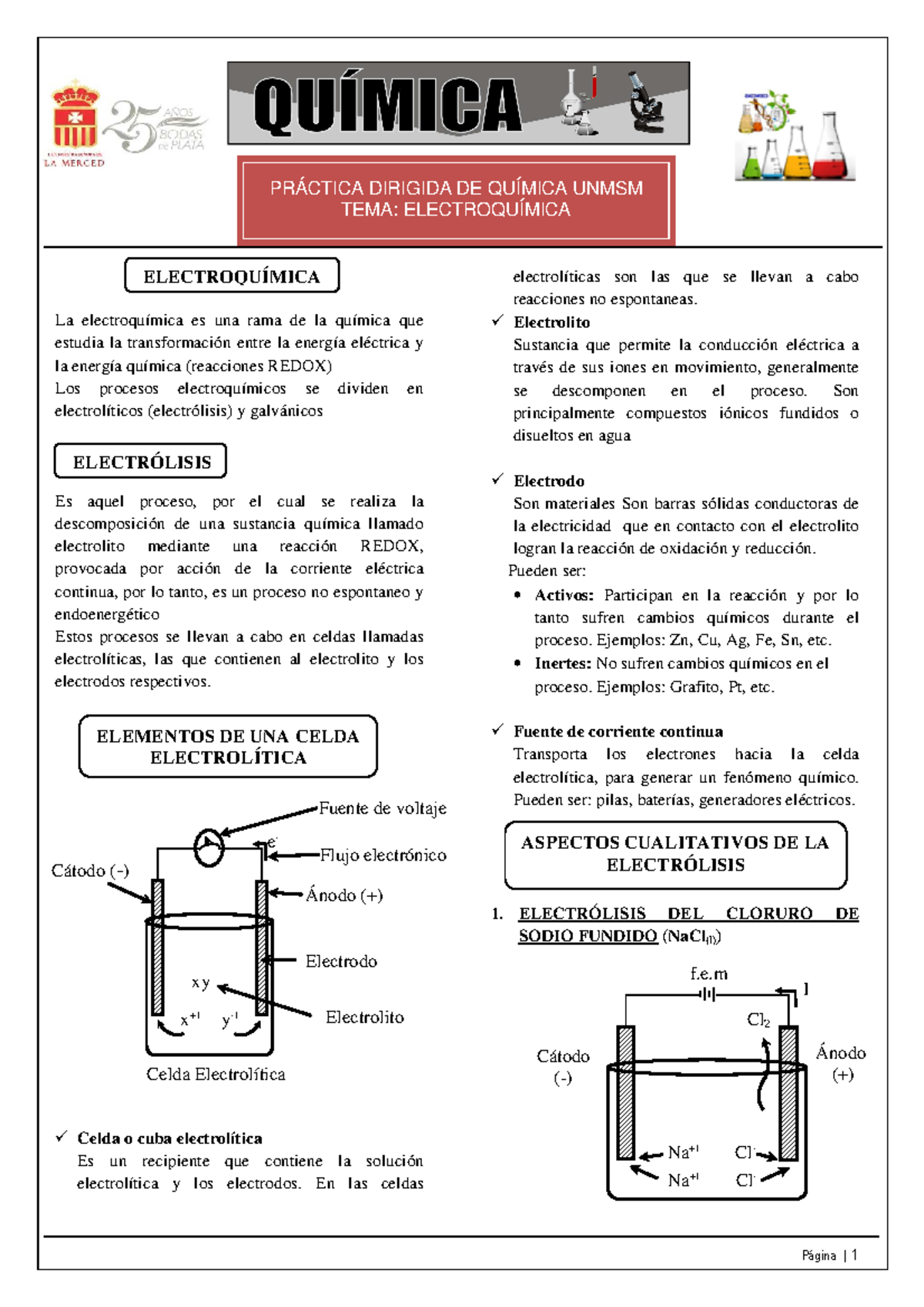 (12) Electroquimica unlocked - PRÁCTICA DIRIGIDA DE QUÍMICA UNMSM TEMA: ELECTROQUÍMICA La - Studocu