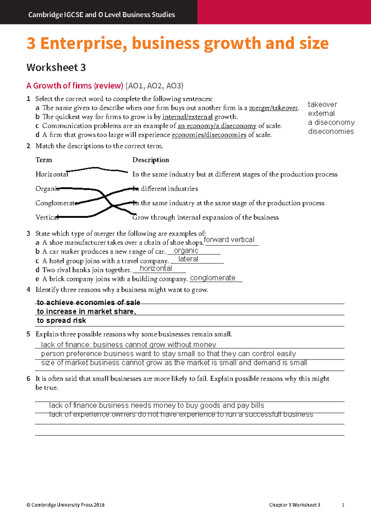 Chapter 3 - to work and complete all assignments - 1 Cambridge I GCSE ...