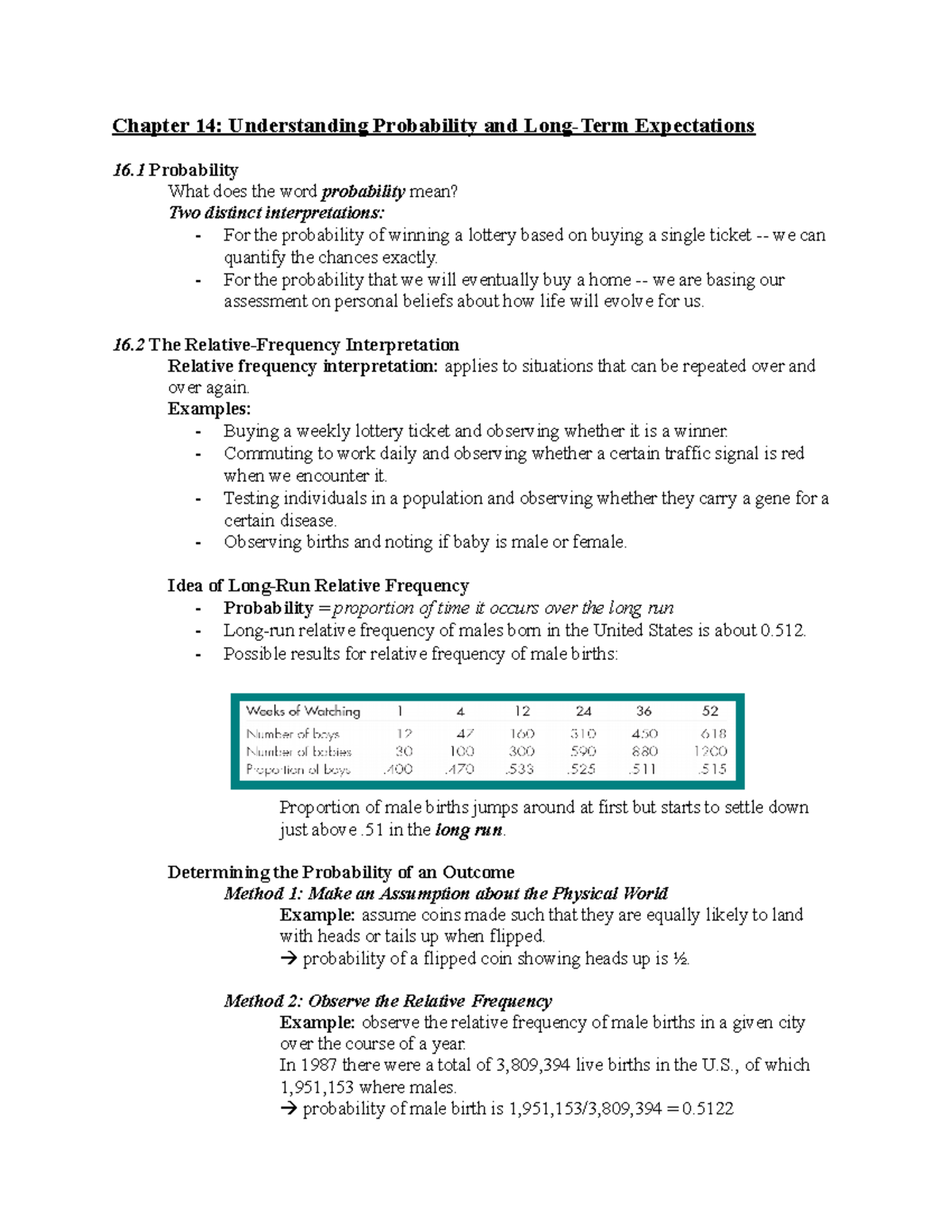 Chapter 14 Notes - Understanding Probability and Long-Term Expectations ...